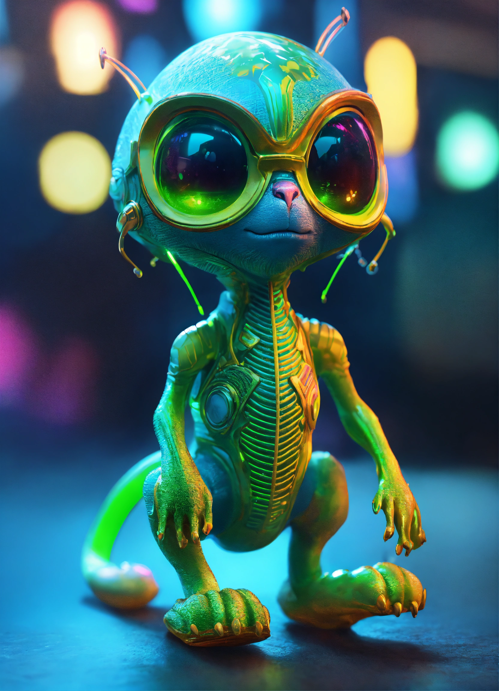 Lexica - Gelly cute adorable alien monster, full-body, neon glow colors ...