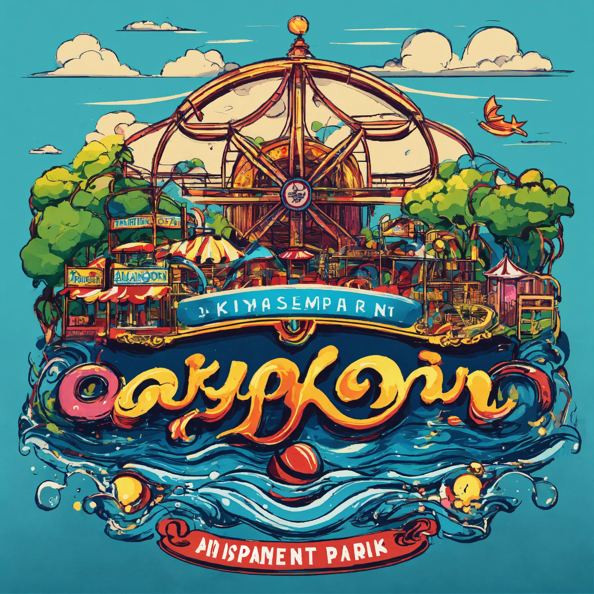 Lexica - Water amusement park company logo design, text as "KALYAN ...