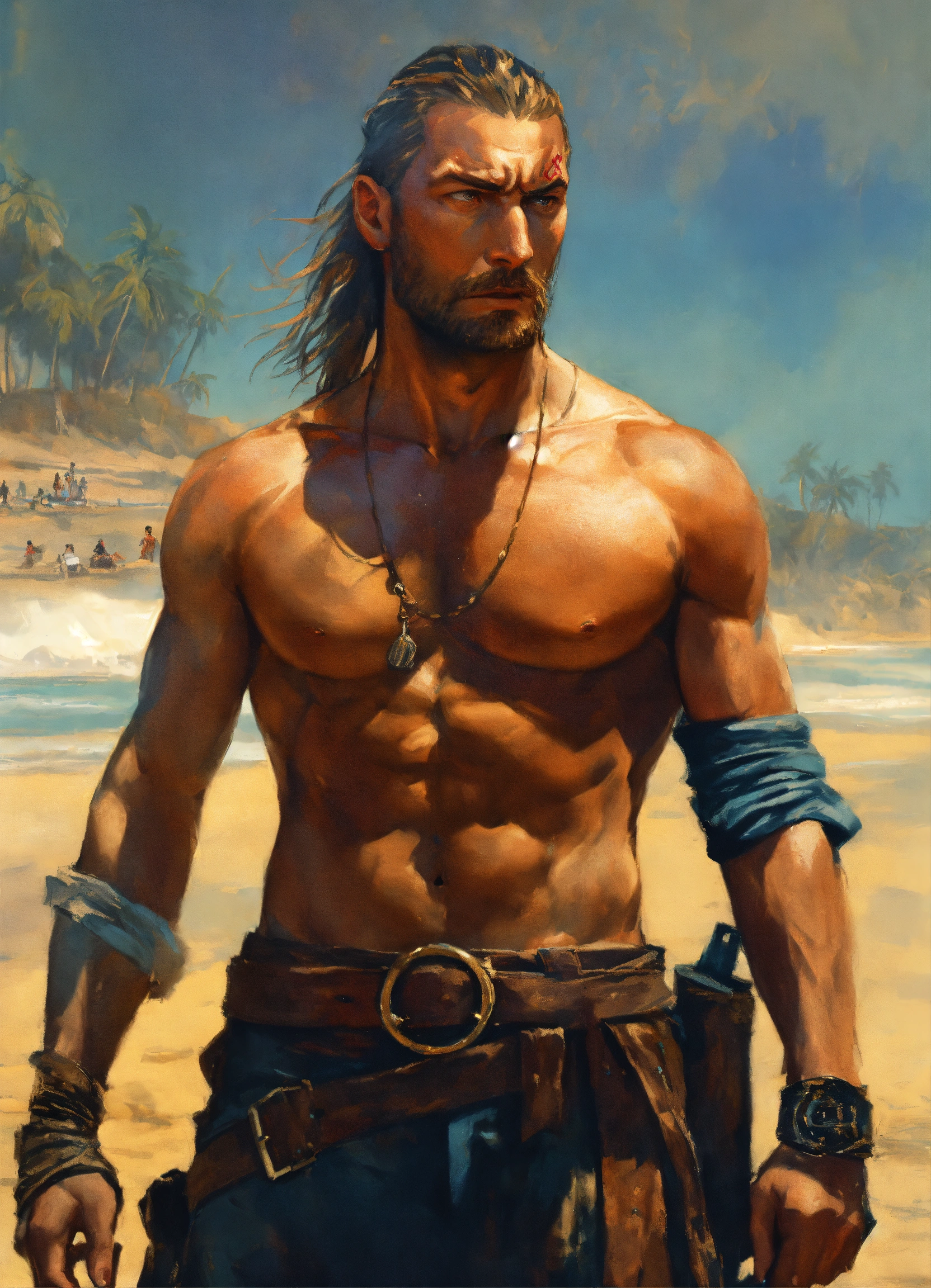 Lexica - 3/4 body shot, highly detailed, Andy whitfield and manubennet ...