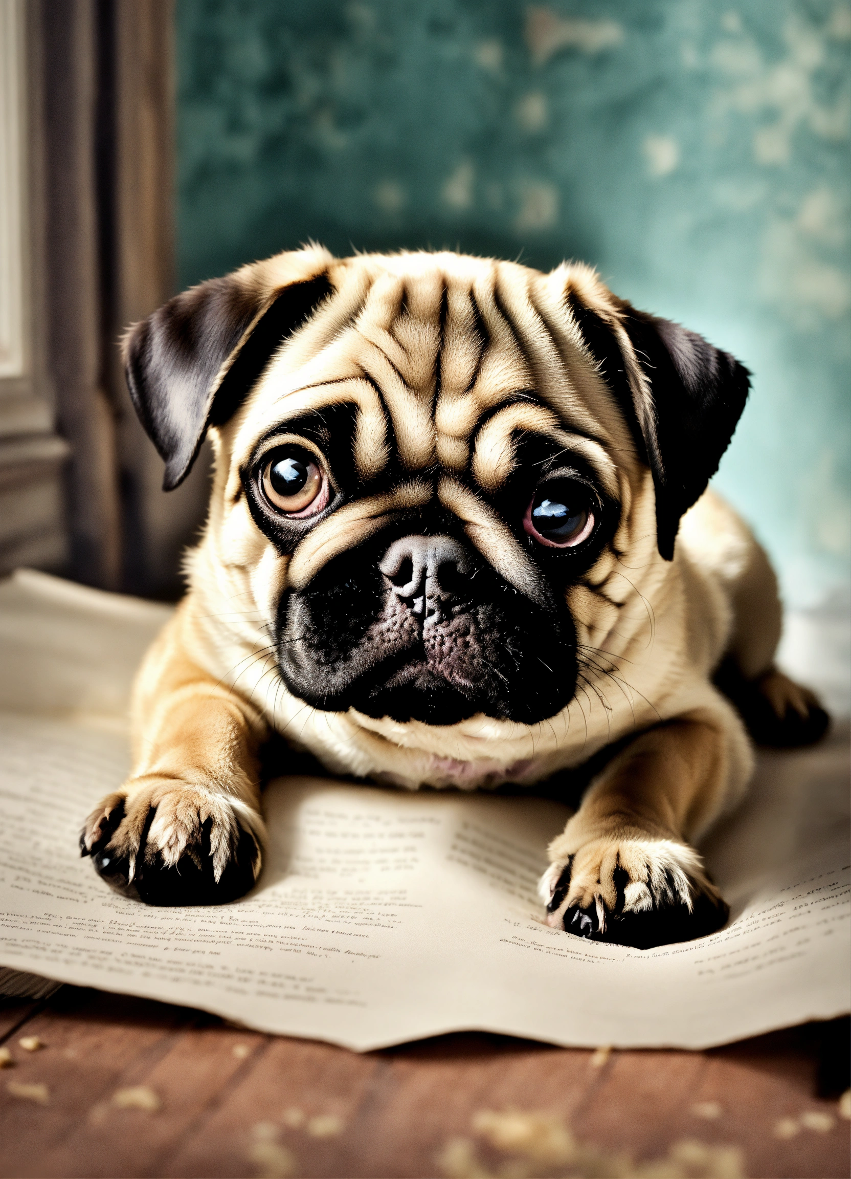 Lexica - 3D extremely cute , adorable pug puppy, Disney Aristocats, big ...