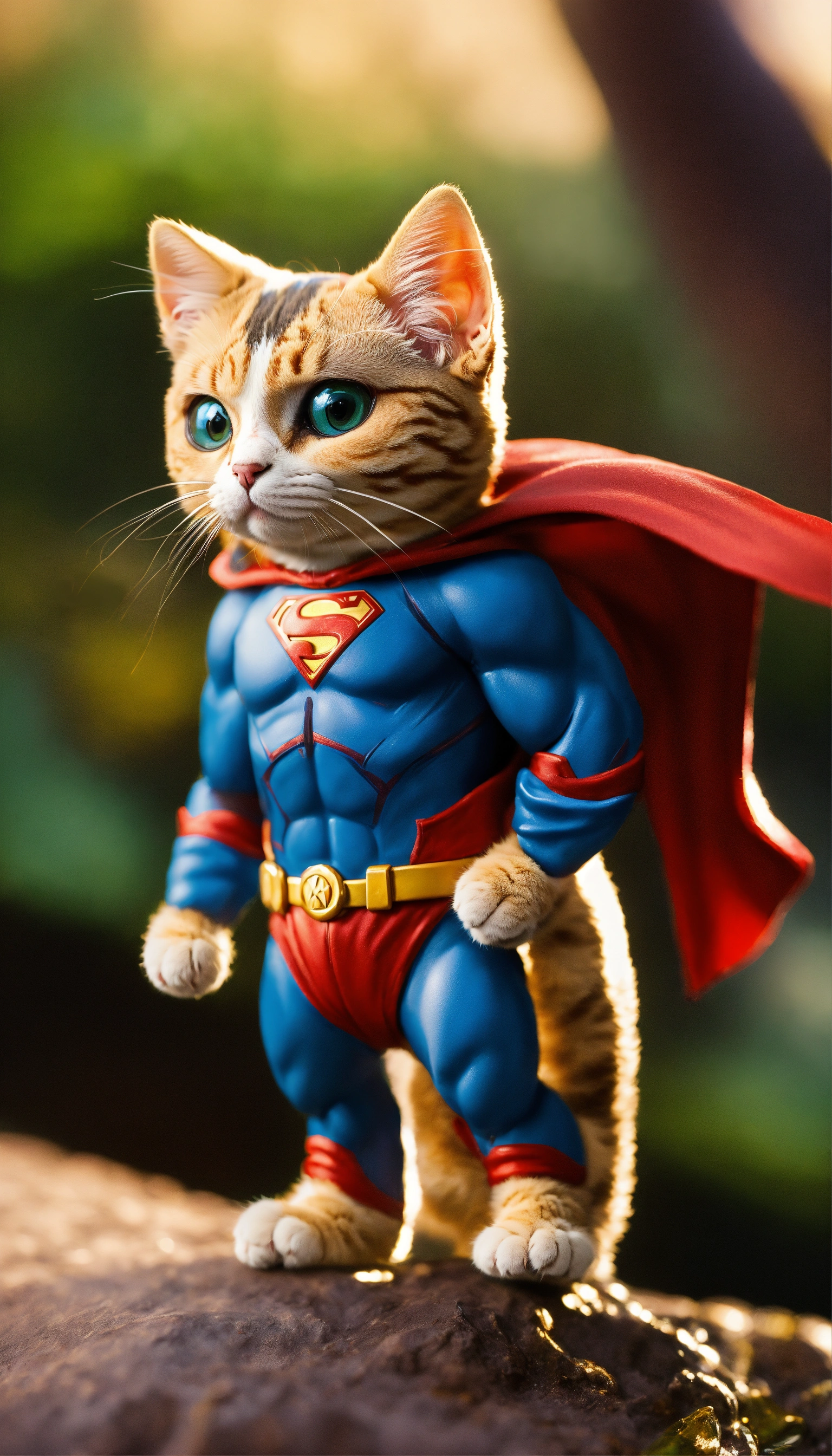 Lexica - Superman themed Cute cat, cat adventurer figure, product shot ...