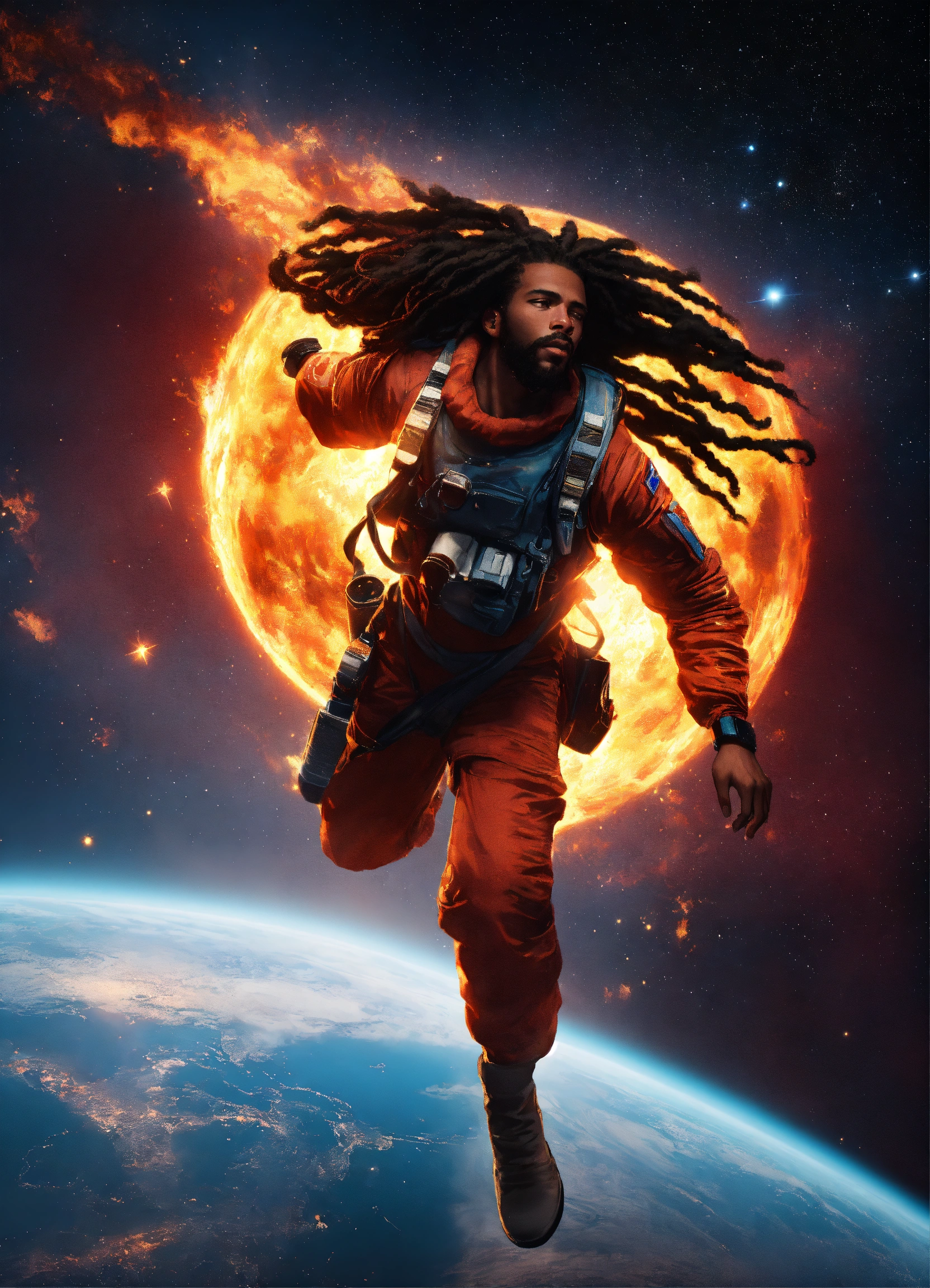 Lexica - A faraway image of an African man with long dreadlocks in ...