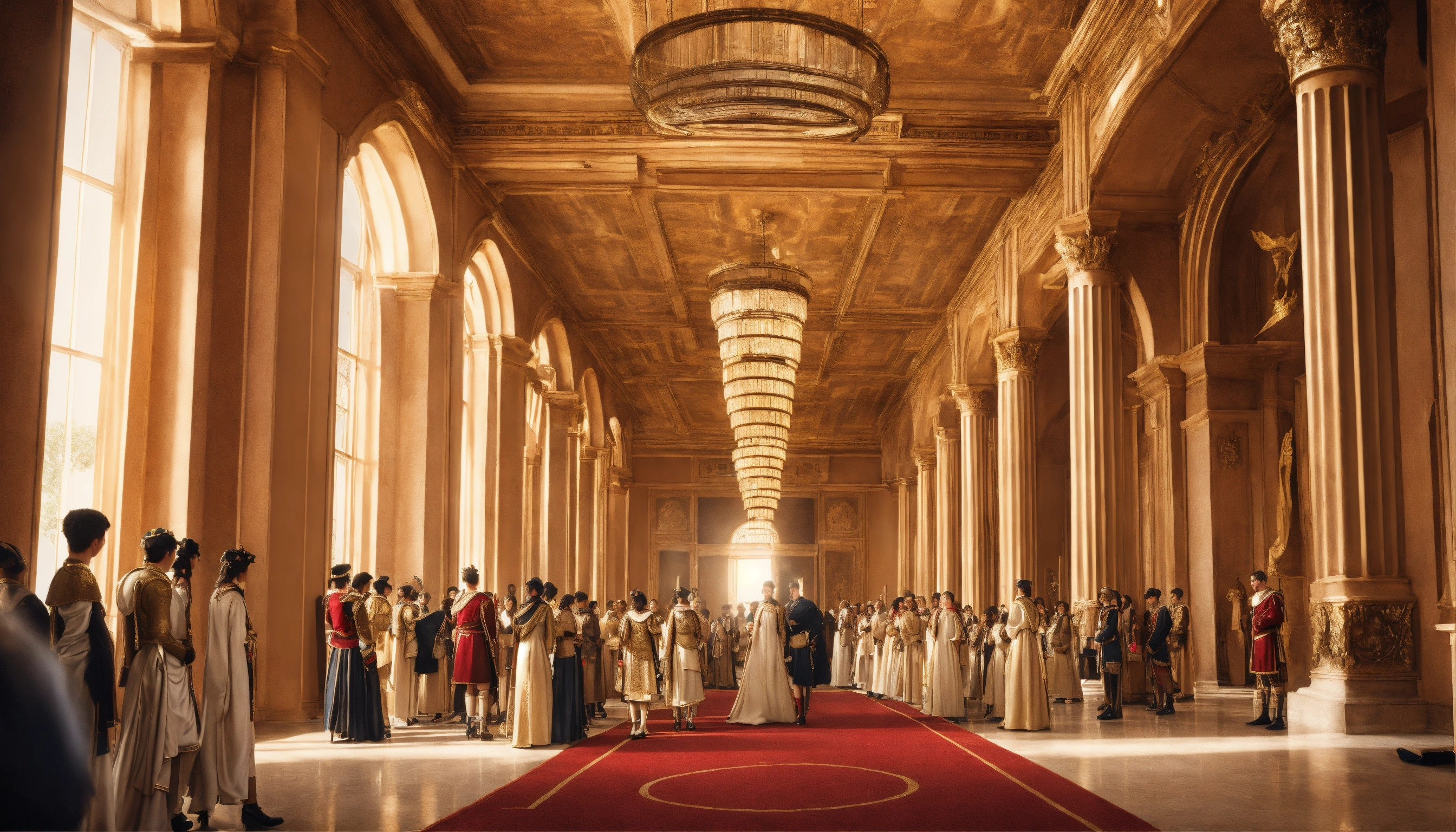 Lexica - Epic futuristic school photo of many wihte nobles in splendid ...