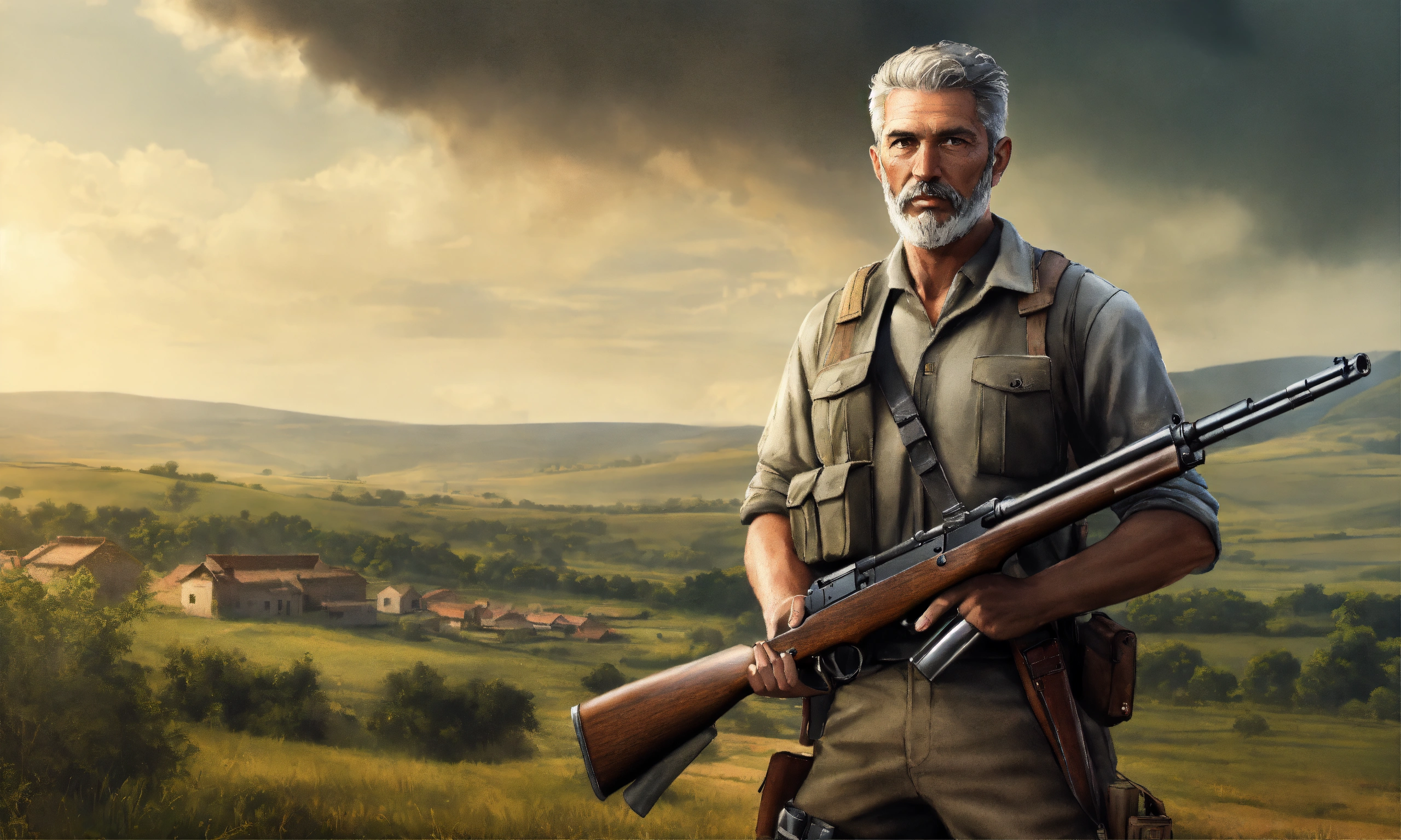 Lexica - 1940s german mercenary with a plain t shirt and cargo pants in ...