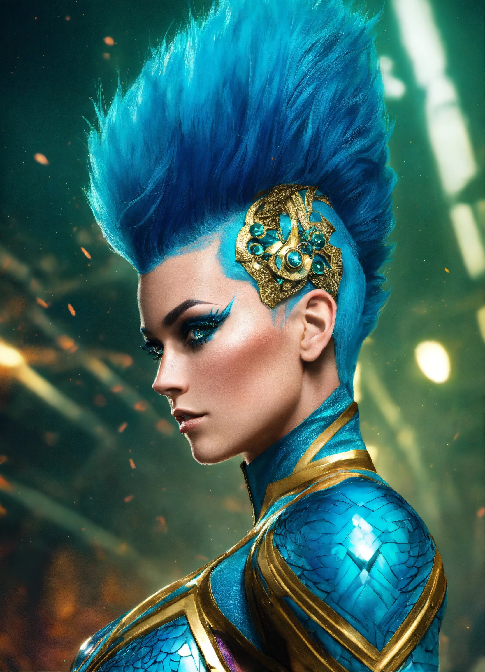 Lexica - Villain with cyan short mohawk, katy perry, hypnotic eyes ...