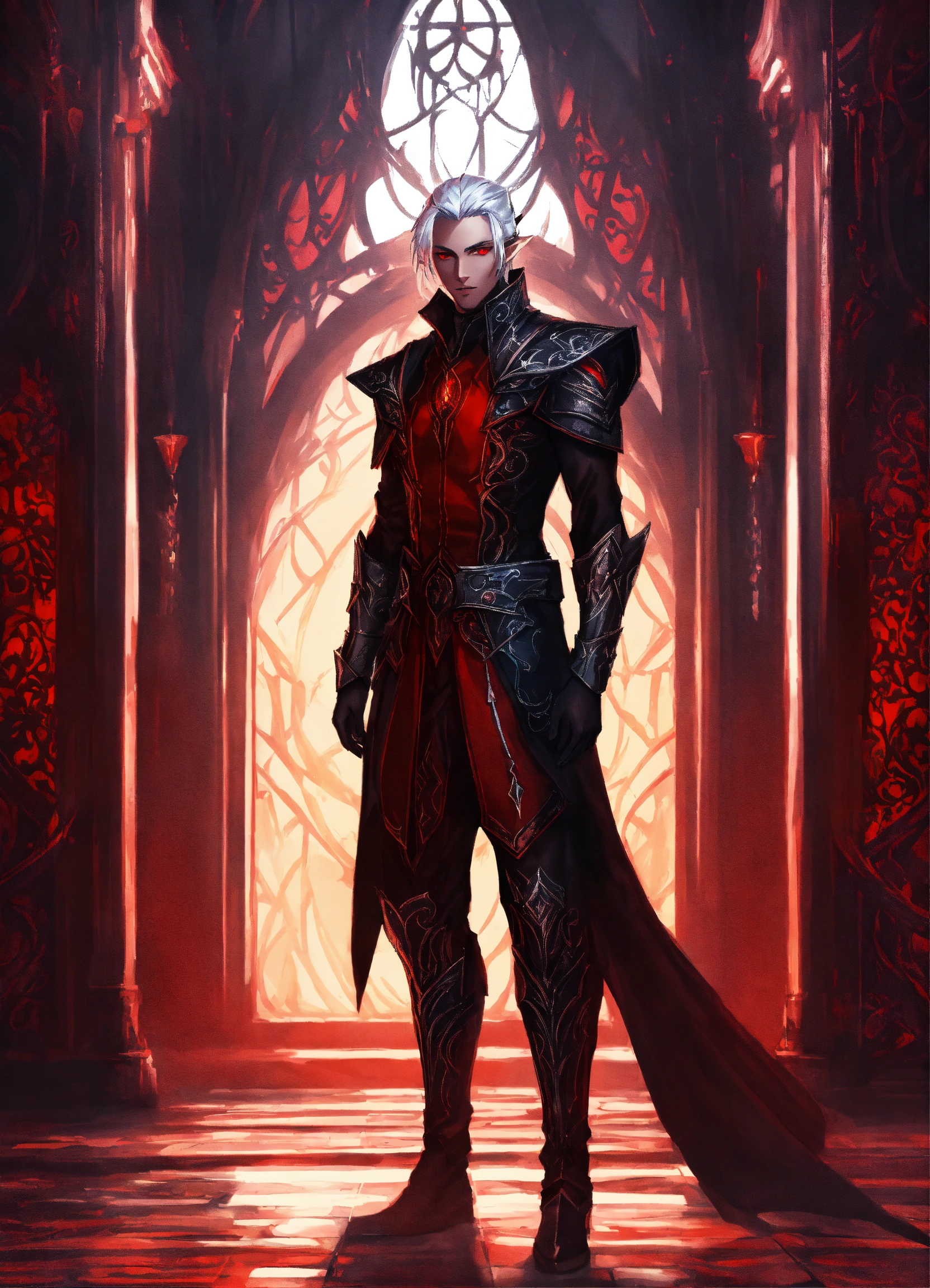 Lexica - Drawing of a dark elf, royalty, sci fi, black and crimson ...