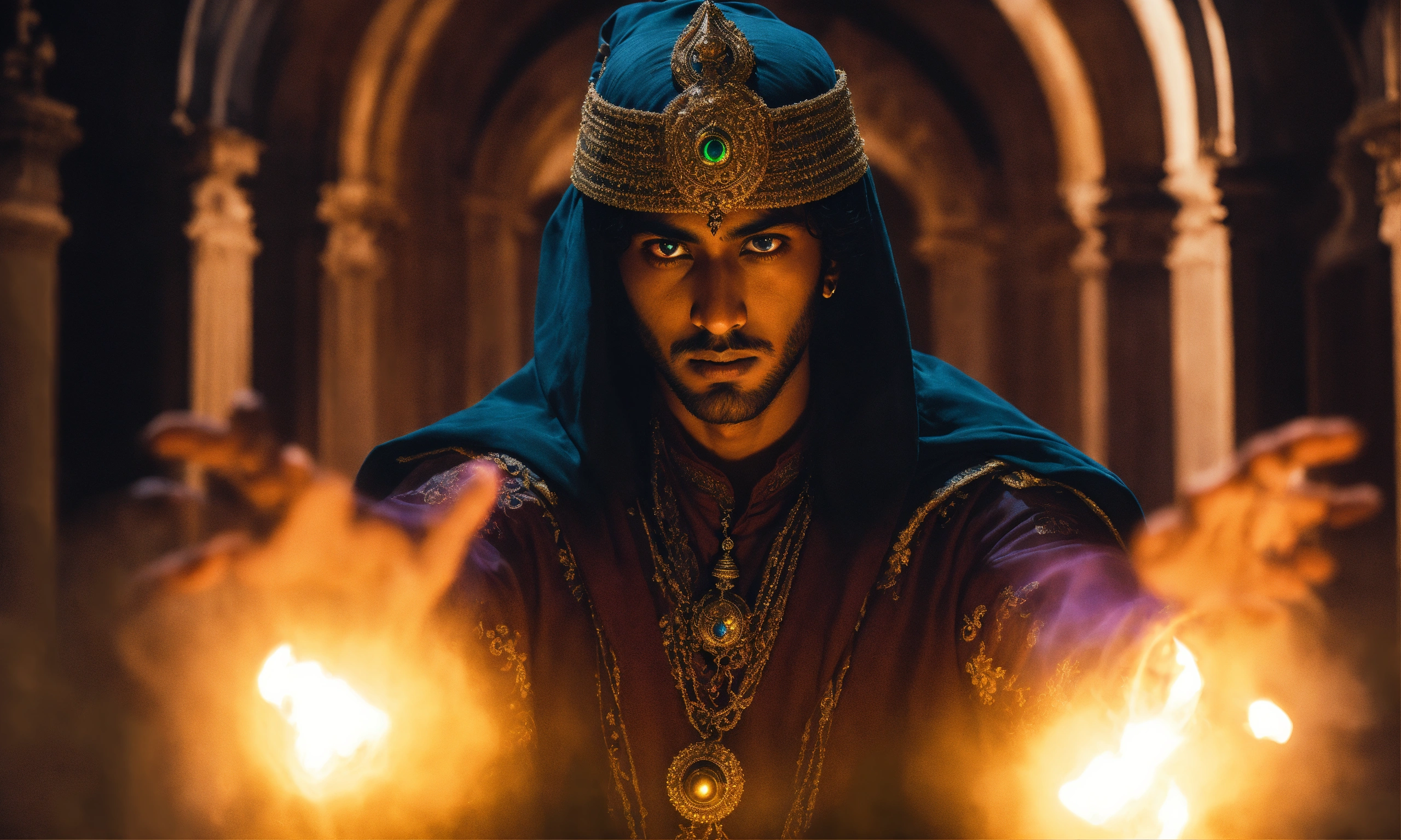 Lexica - Dramatic portrait of a young handsome, wicked South Asian ...