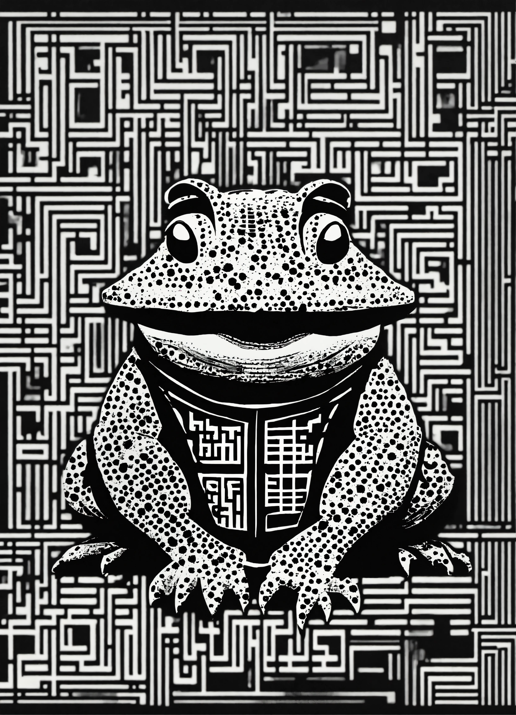 Lexica - A toad made out of a 3d black and white optical illusion, ying ...