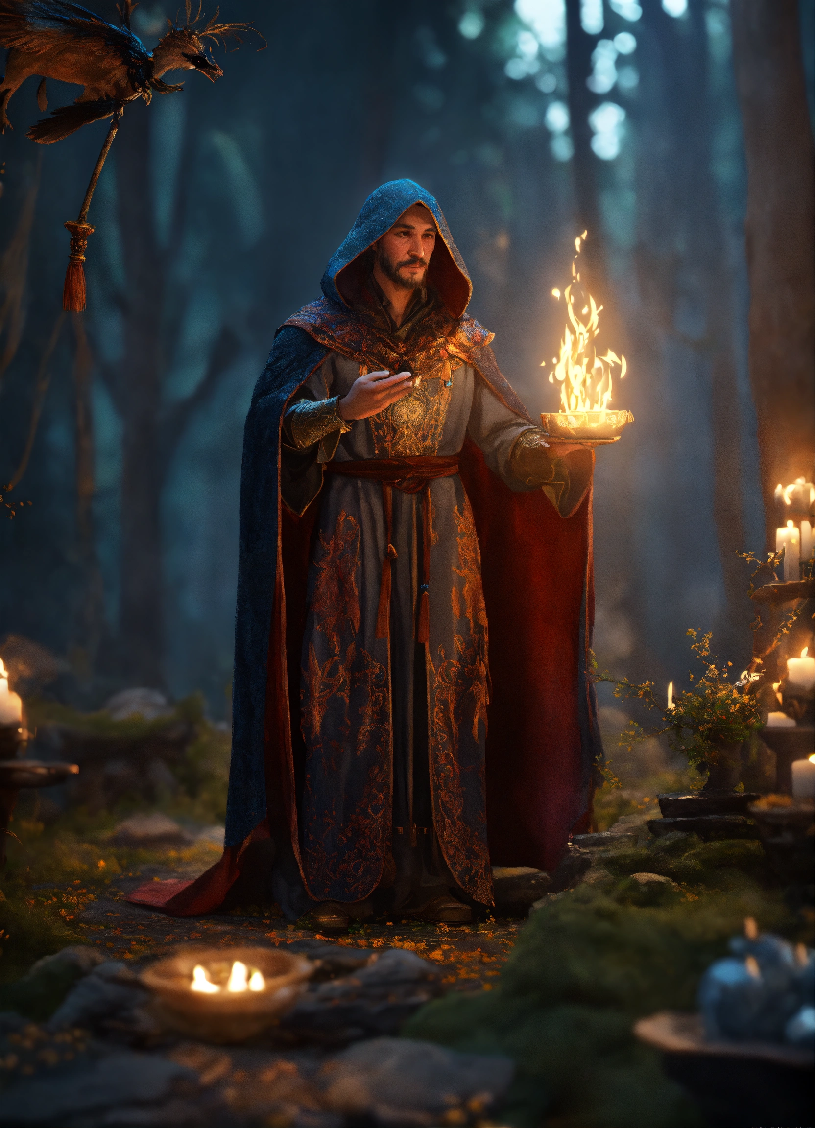 Lexica - Medieval sorcerer, performing a ritual, enchanted forest ...