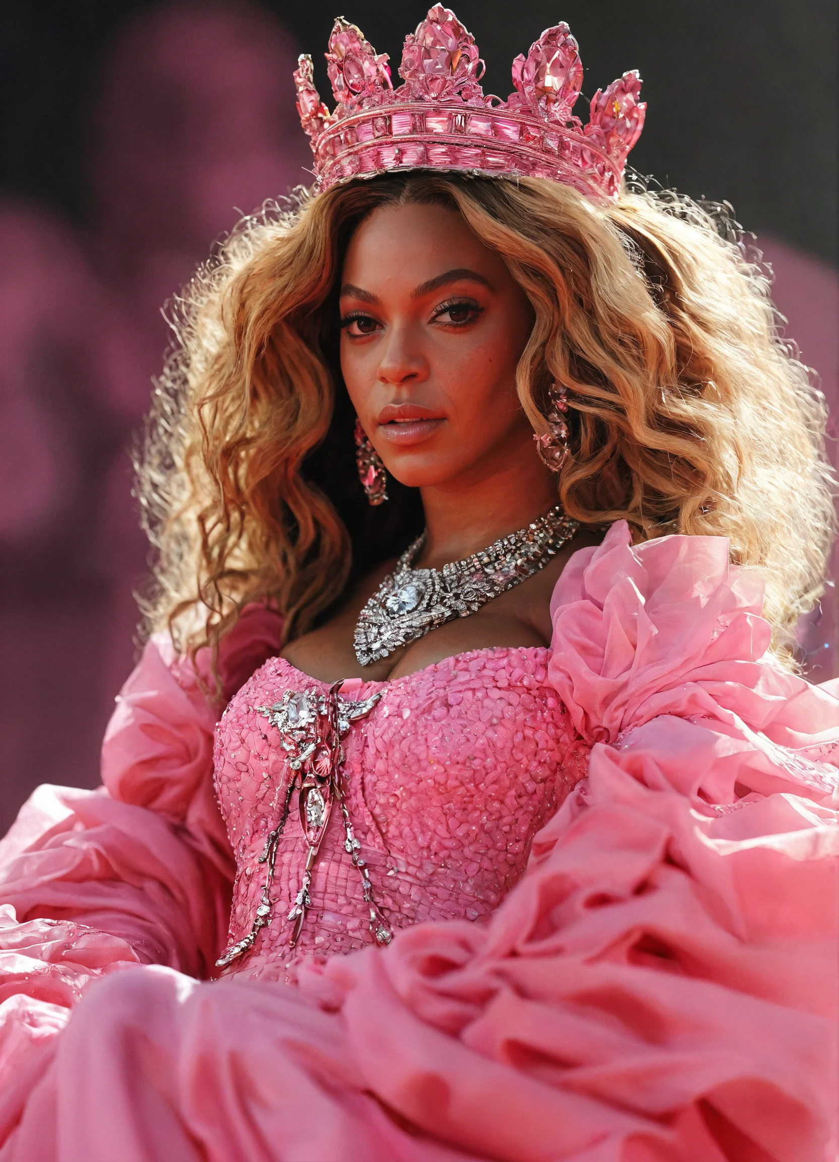 Lexica - Beyonce, dressed in pink like a Princess, extremely detailed ...