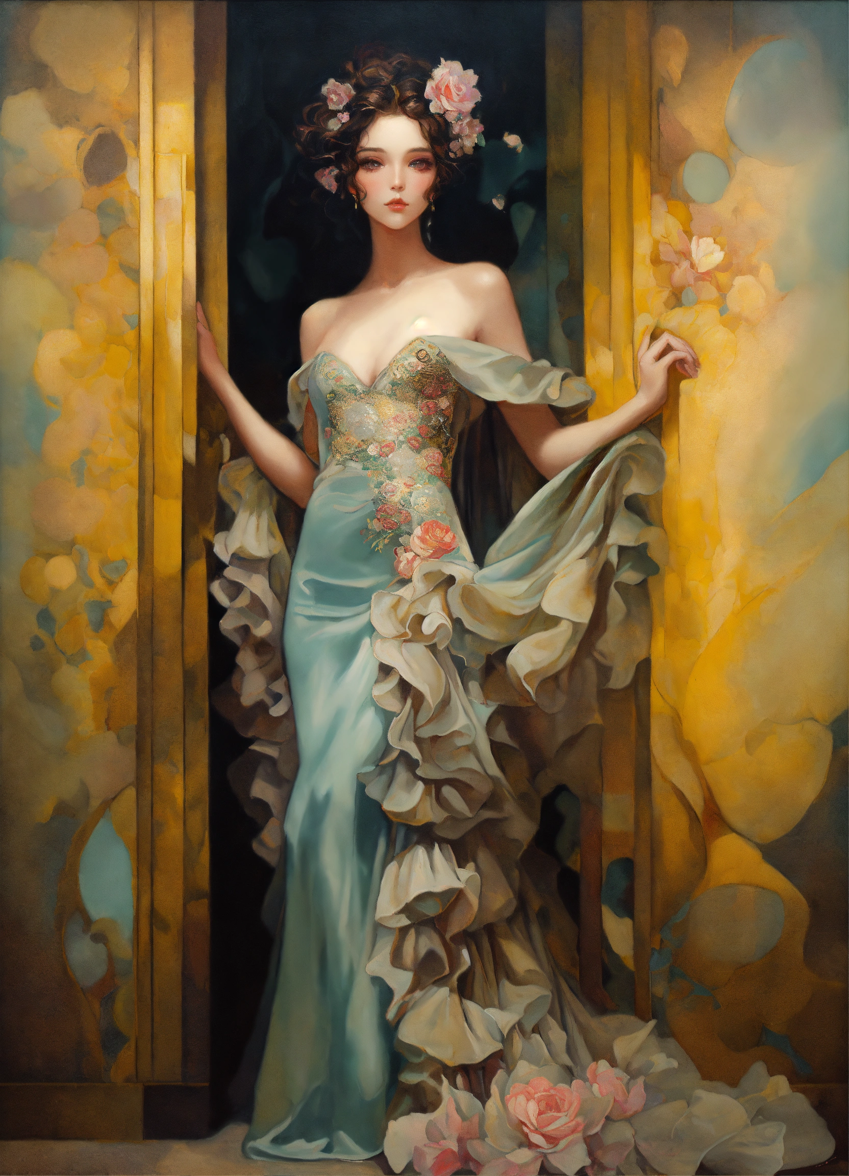 Lexica - Breathtaking oil painting portrait full view of a gorgeous ...