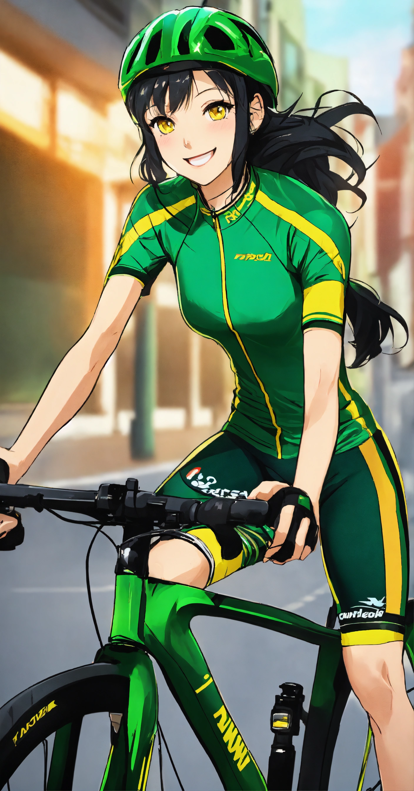 Lexica - Anime graphic style, of a beautiful young cyclist woman, with ...