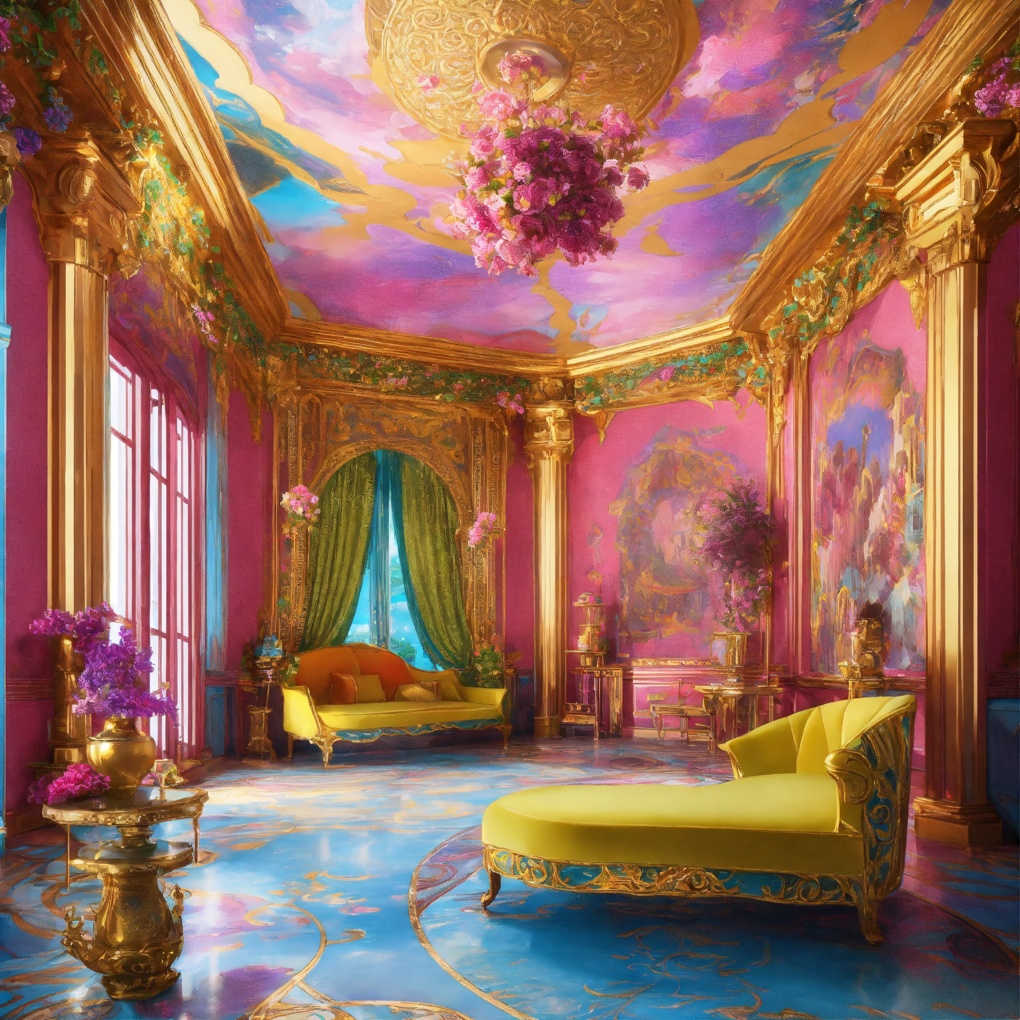 Lexica - Futuristic beautiful French mansion interior glamorous ...