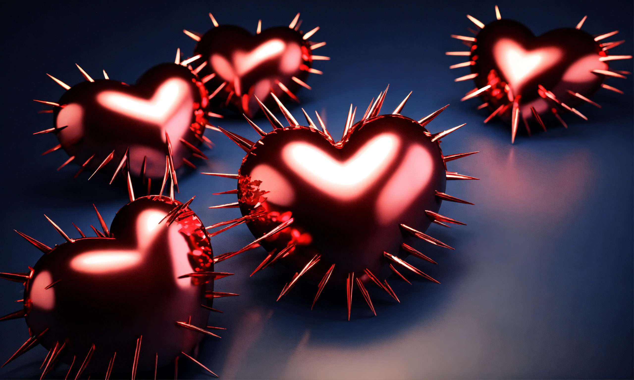 Lexica - Beautiful spike heart, 3d render, 8k, dark red theme