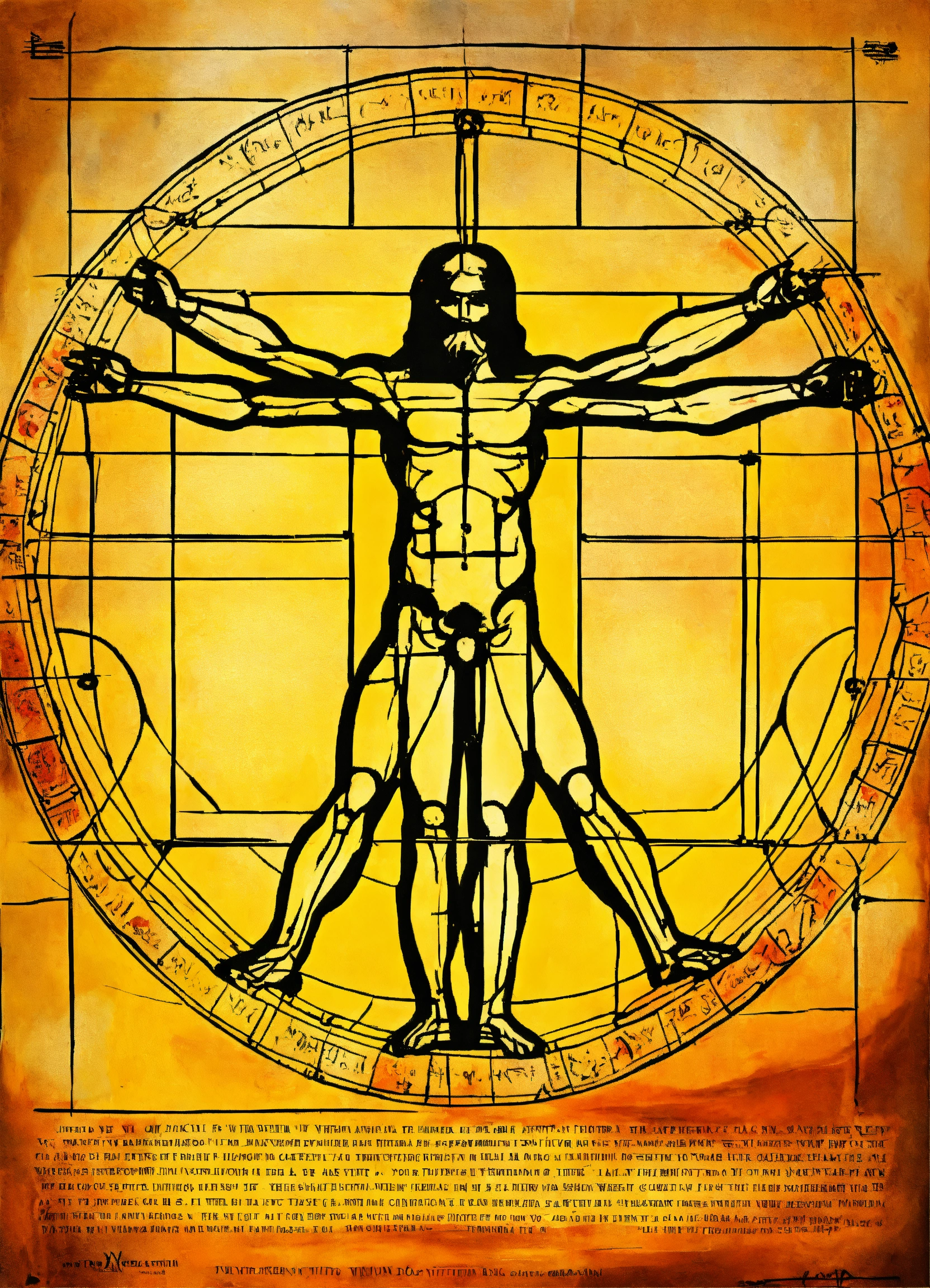 Lexica - Abstract Leonardo da Vinci painting Vitruvian Man