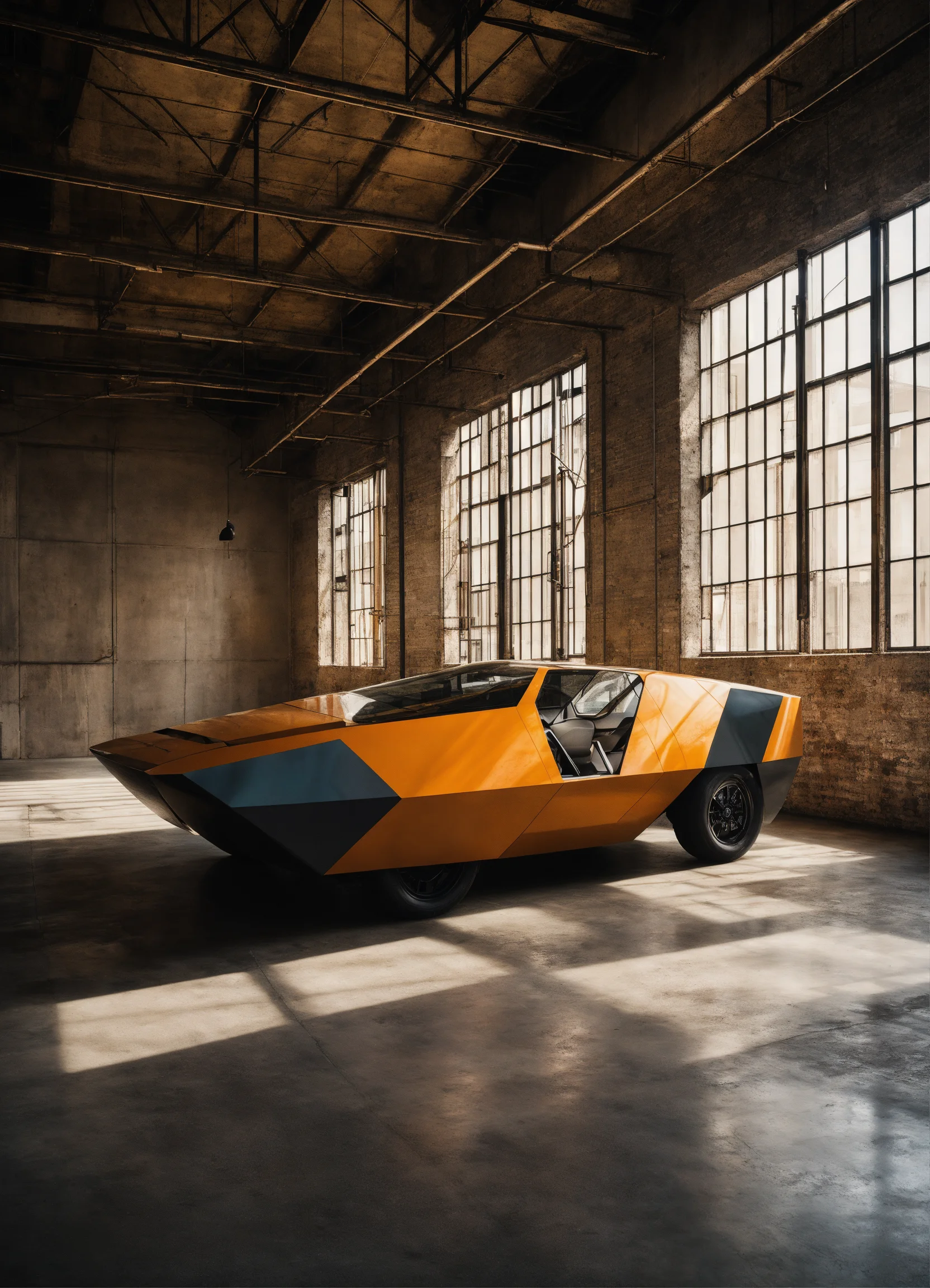 Lexica - Minimalistic plolygon geometric car Rick Owens in brutalism ...