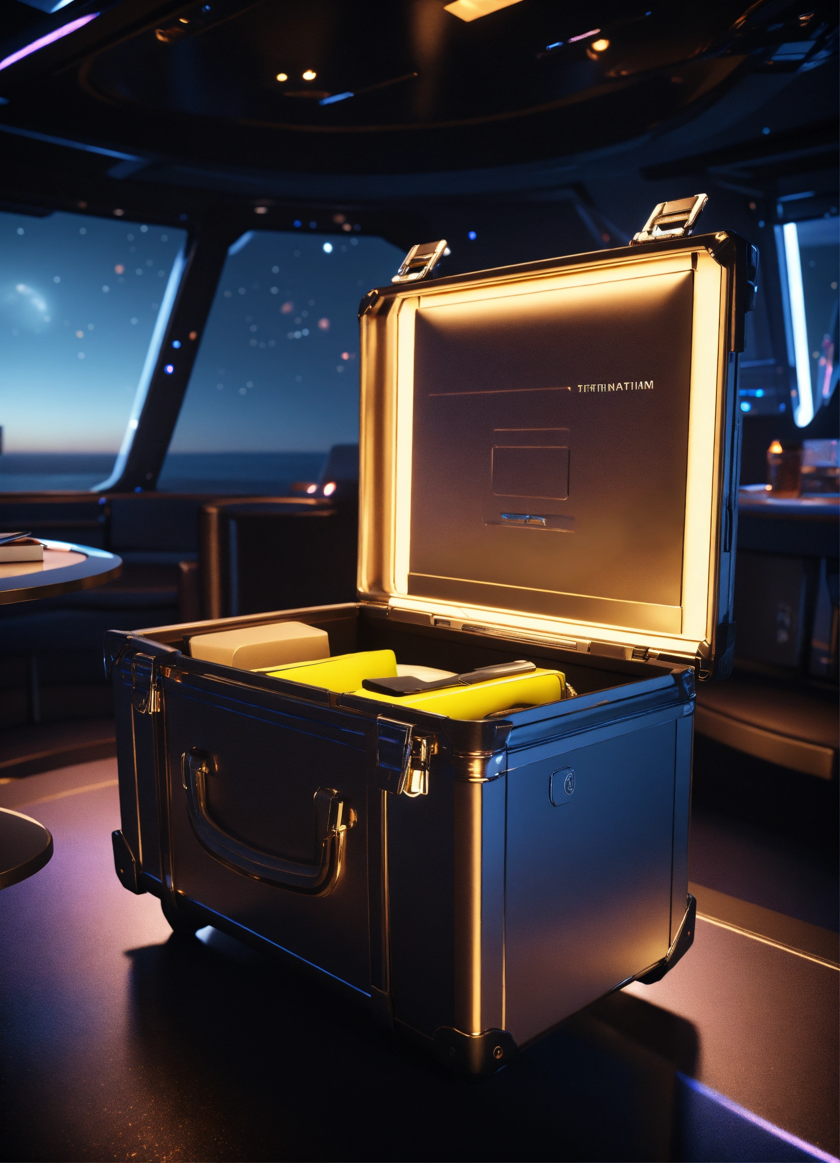 Lexica - VIew of a empty hi tech titanium security briefcase open on a ...