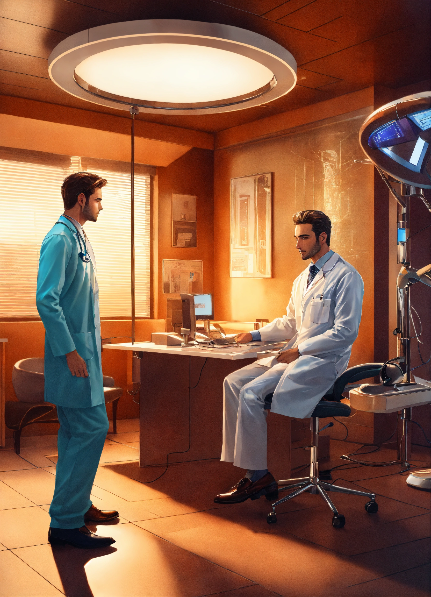 Lexica - A realistic scene of a handsome doctor attending to a patient ...