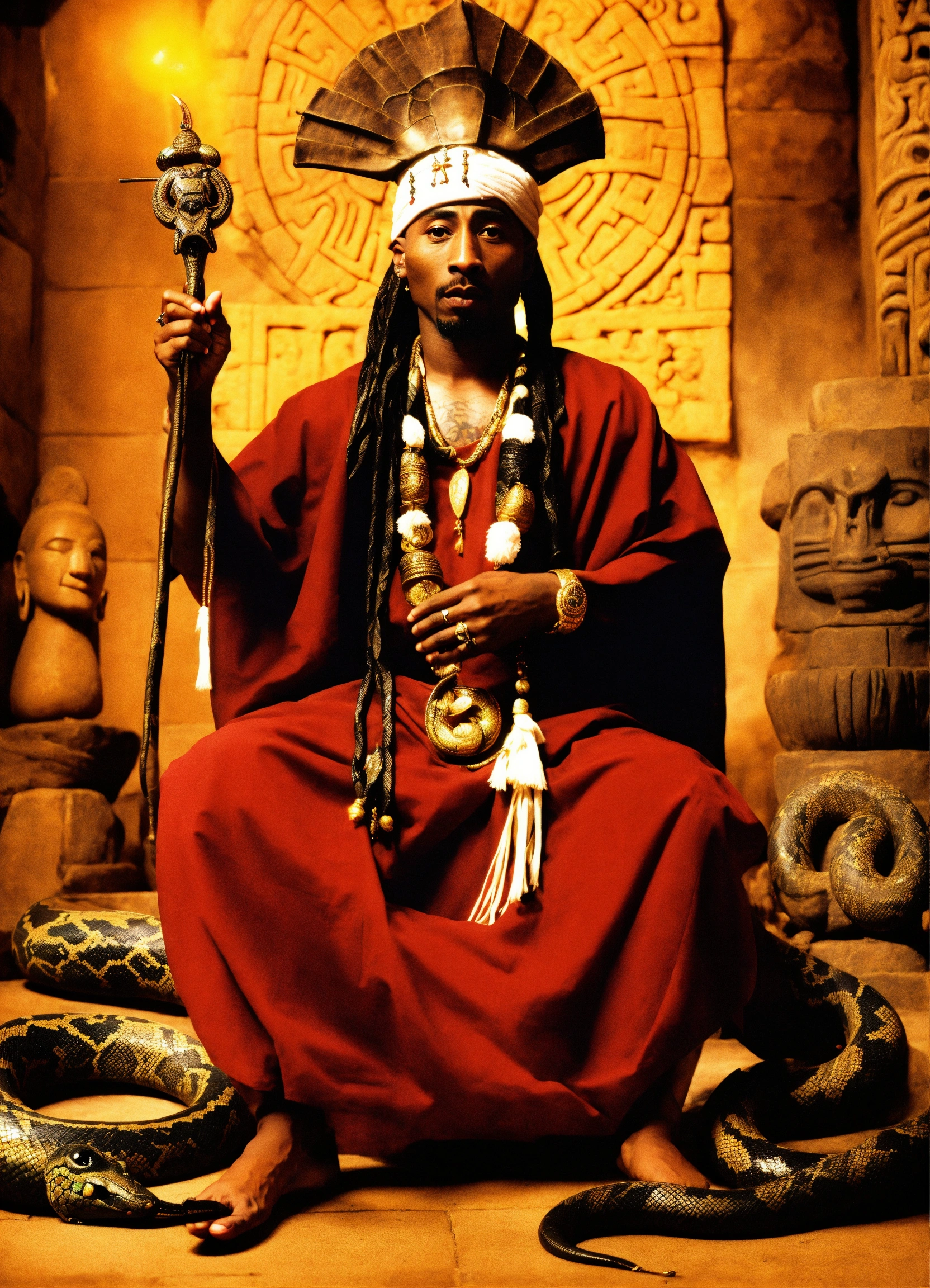 Lexica - Tupac Shakur as Amaru serpent priest in full ceremony dress ...