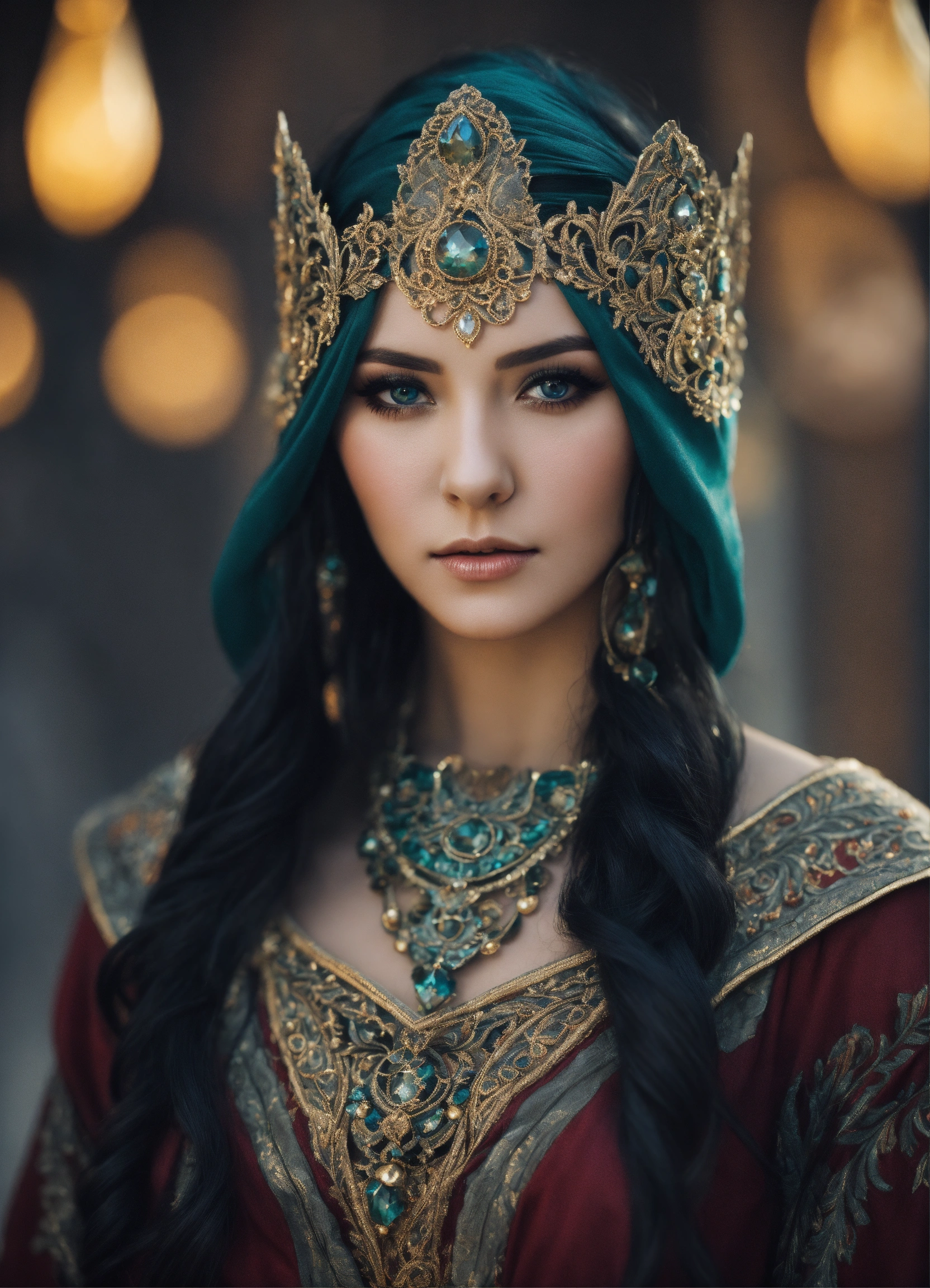 Lexica - Beautiful elven woman with black hair and grey eyes