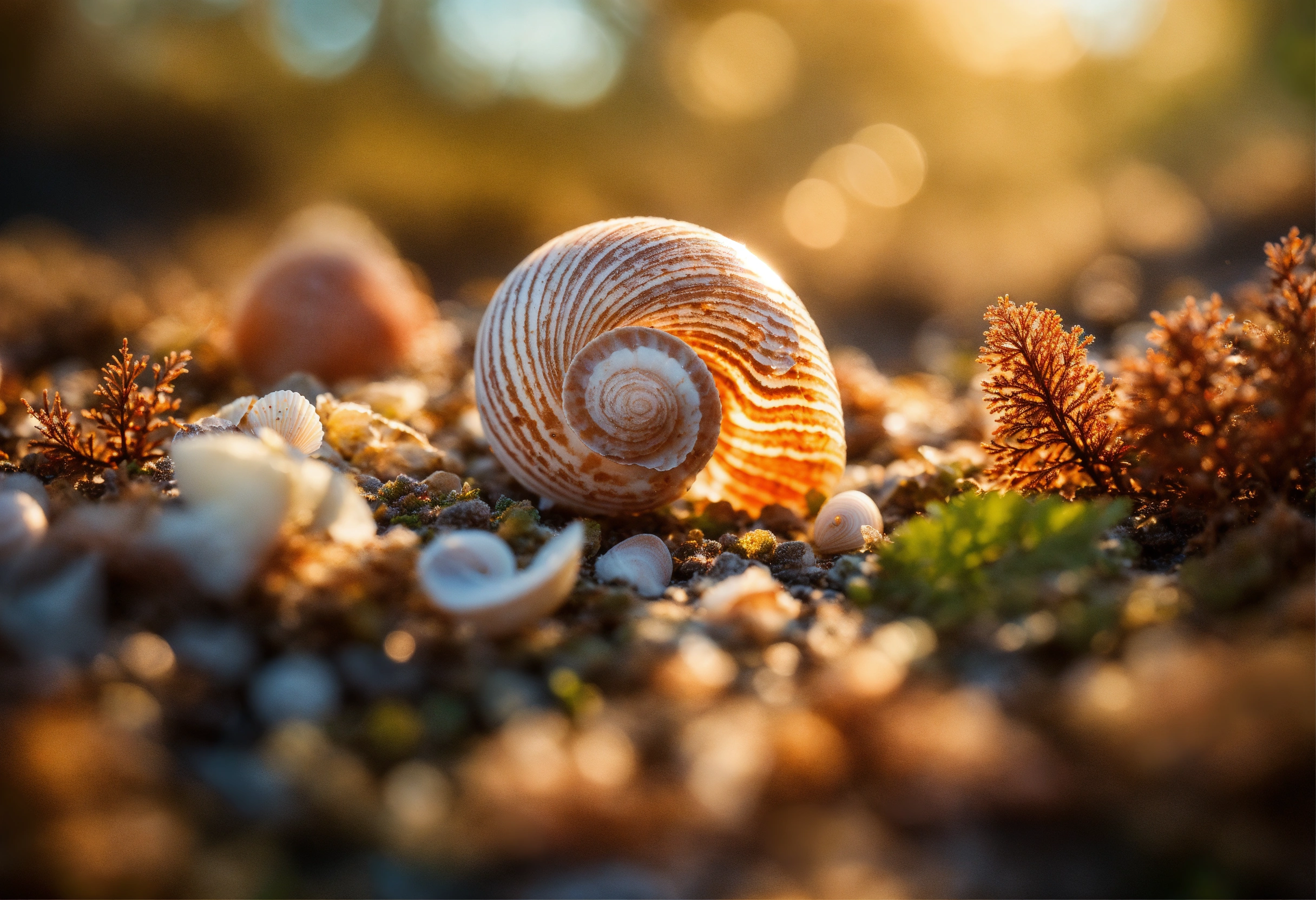 Lexica - A landscape filled with seashells delicately intertwining to ...