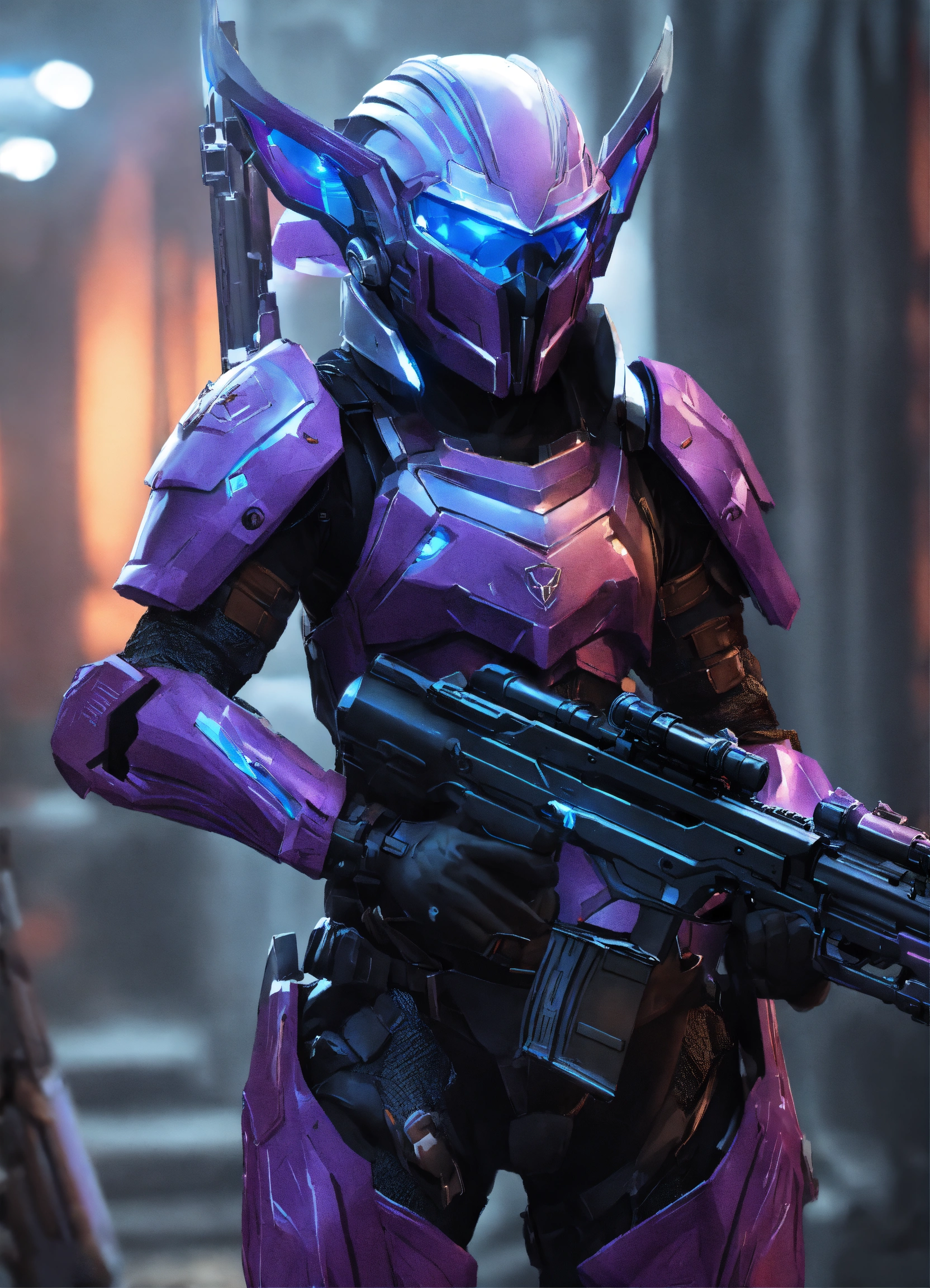 Lexica - High elf sci fi soldier wearing heavy sci fi armor, black and ...