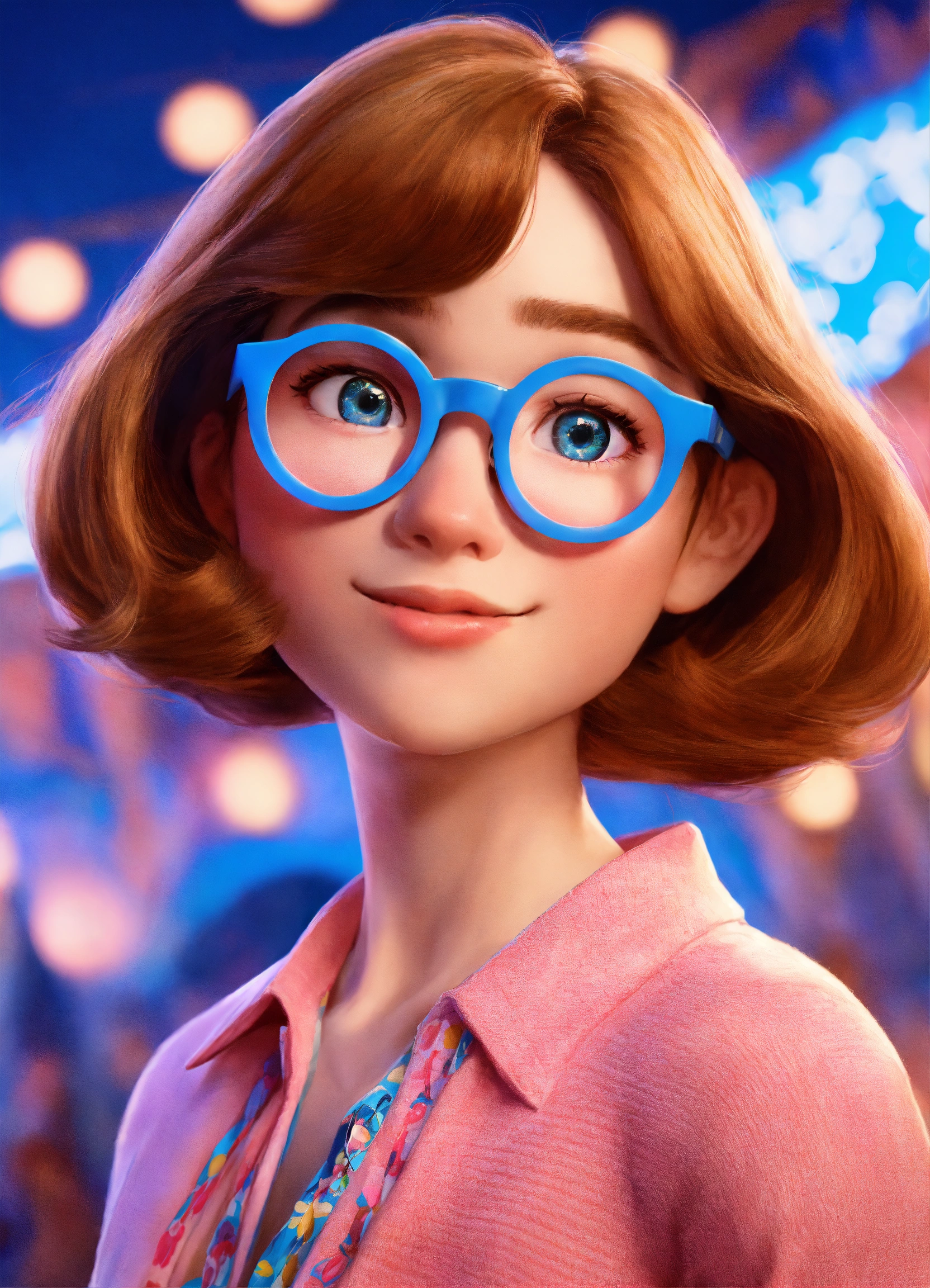 Lexica - Pixar character, straight light brown hair, blue eyes, light ...
