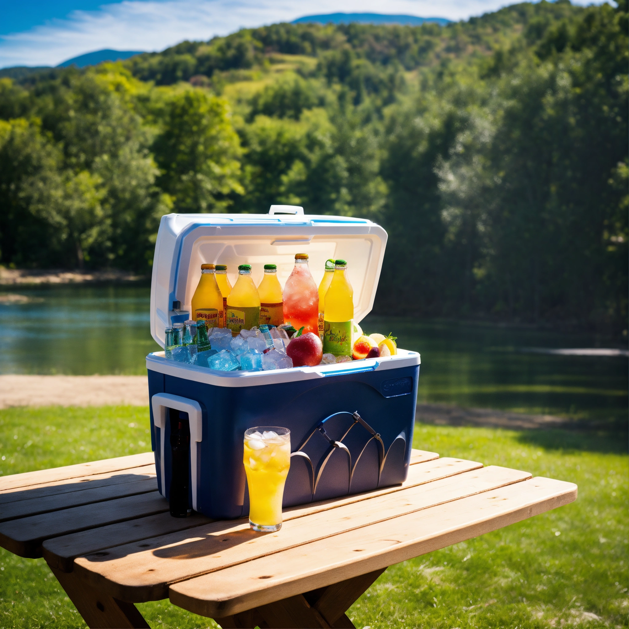 Lexica - A photo of a large cooler sitting on a picnic table. The ...