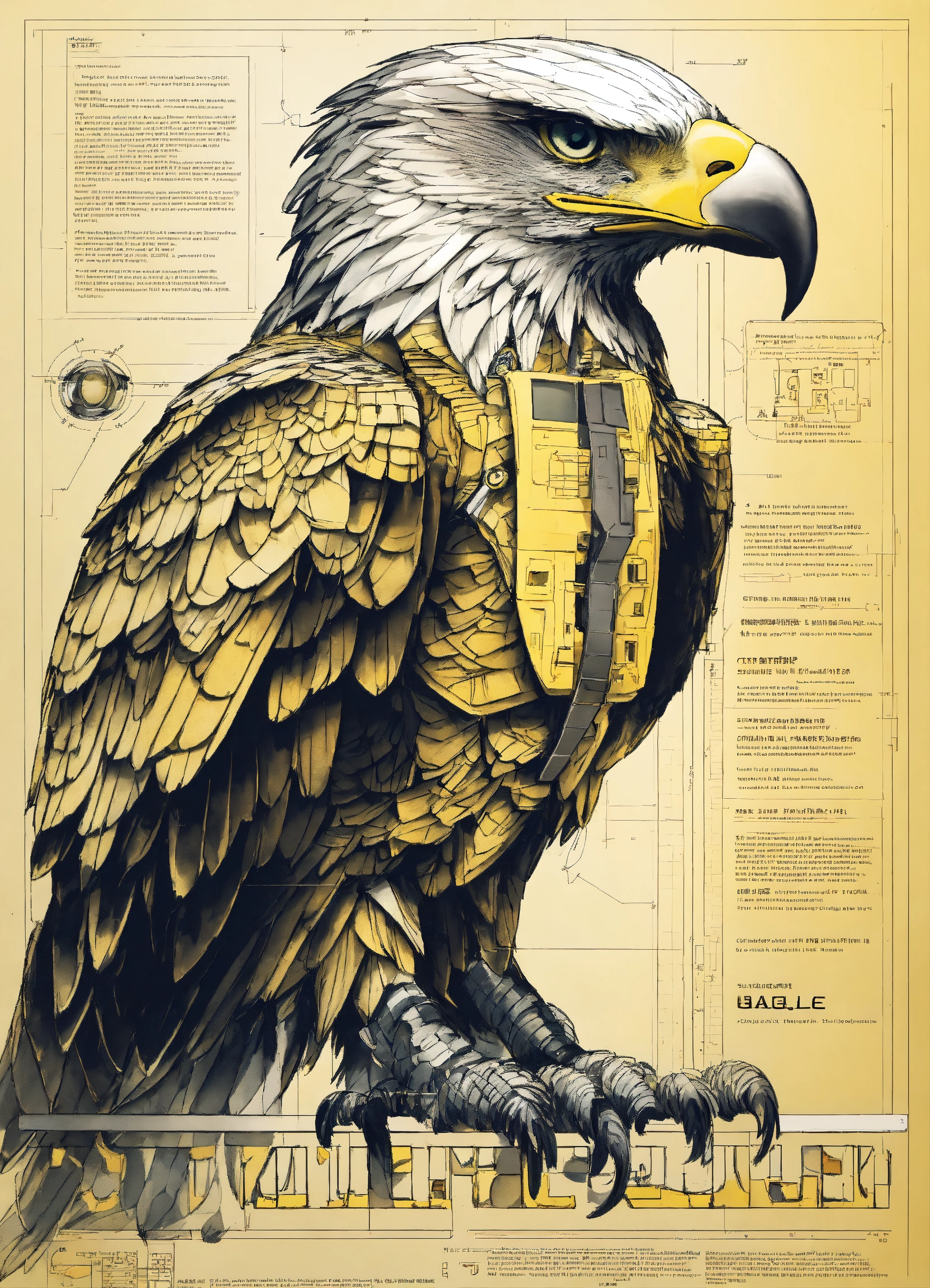 Lexica - Of a cybernetic eagle, technical drawings viewed from the ...