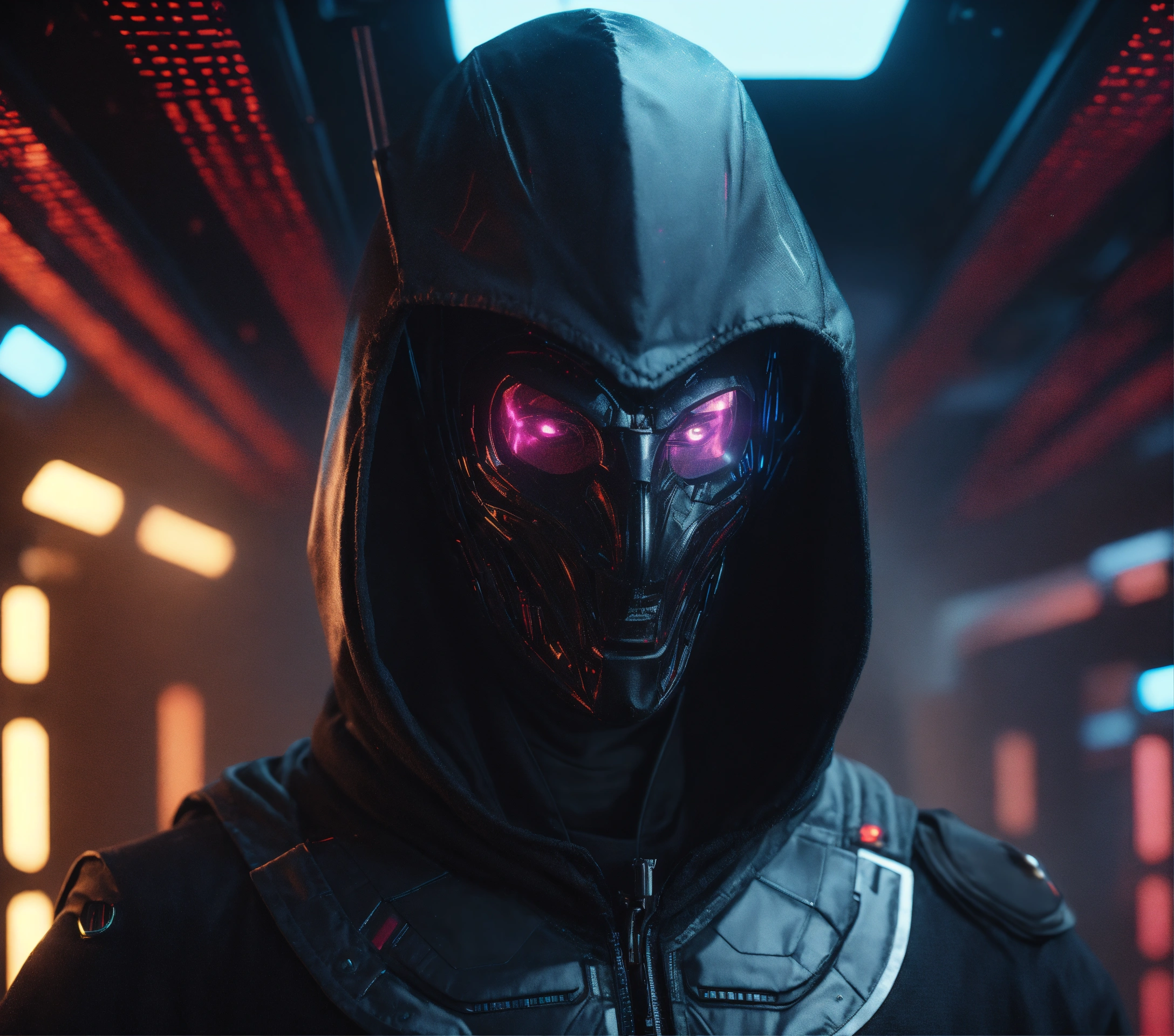 Lexica - Male alien mutant half cyborg half monster hacker wearing a ...