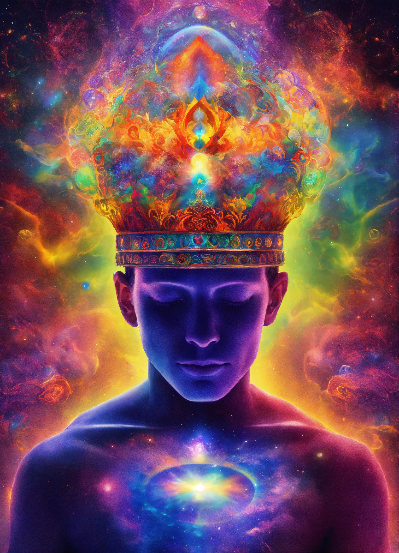 Lexica - Abstract drum smoking dmt, with universe coming out of his ...