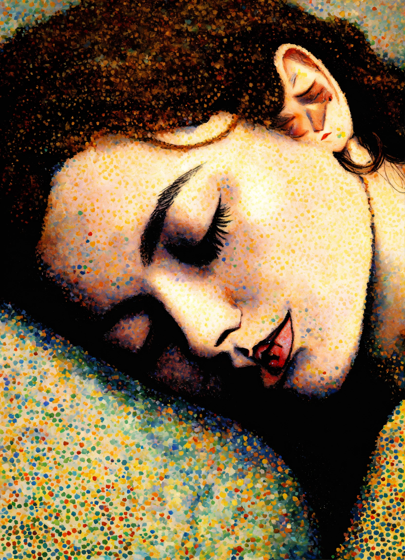 Lexica - Sleeping face, created in pointillism.