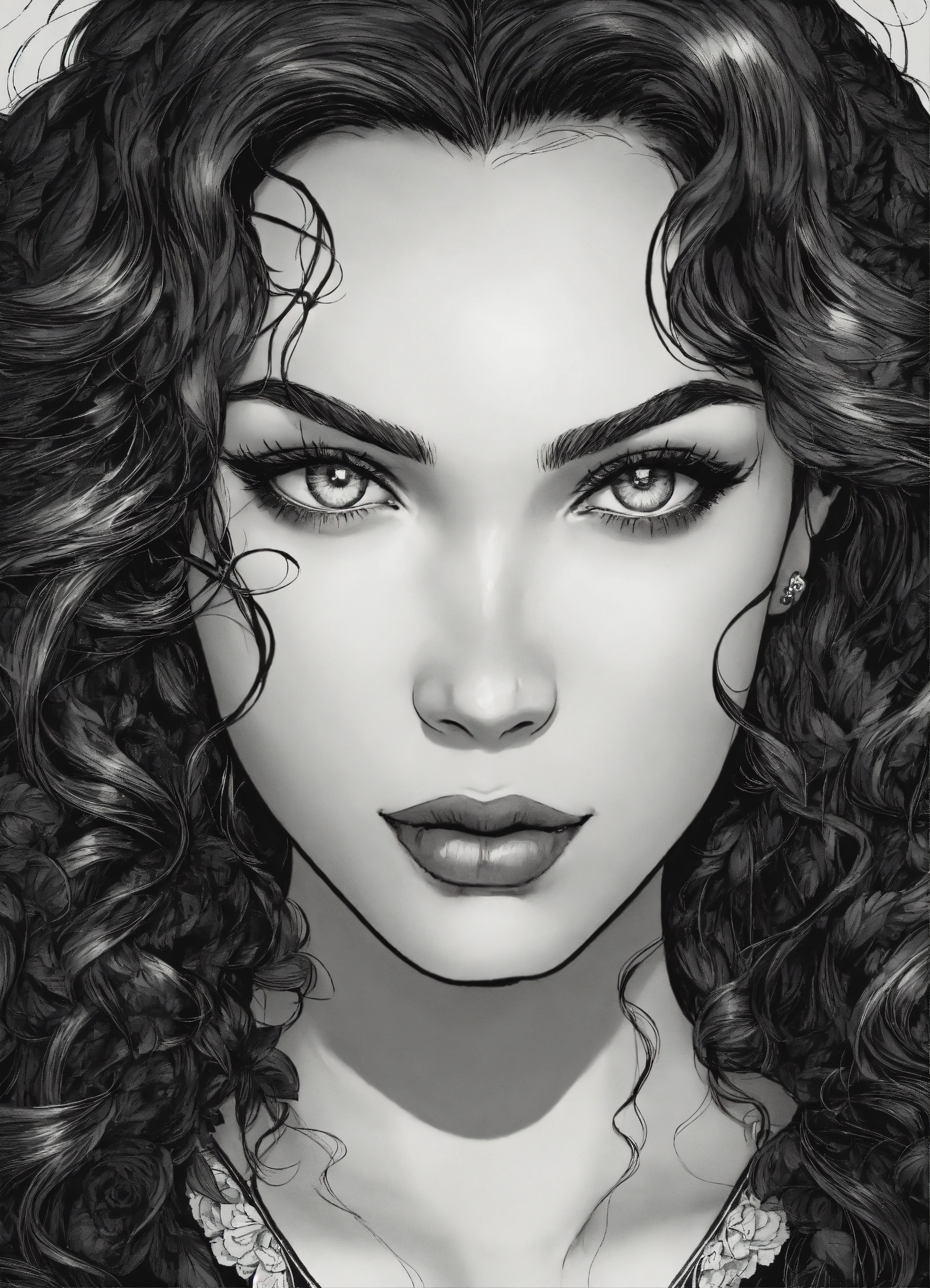 Lexica - "Veronica Lodge as vampire queen", curly glossy hair, smirk ...