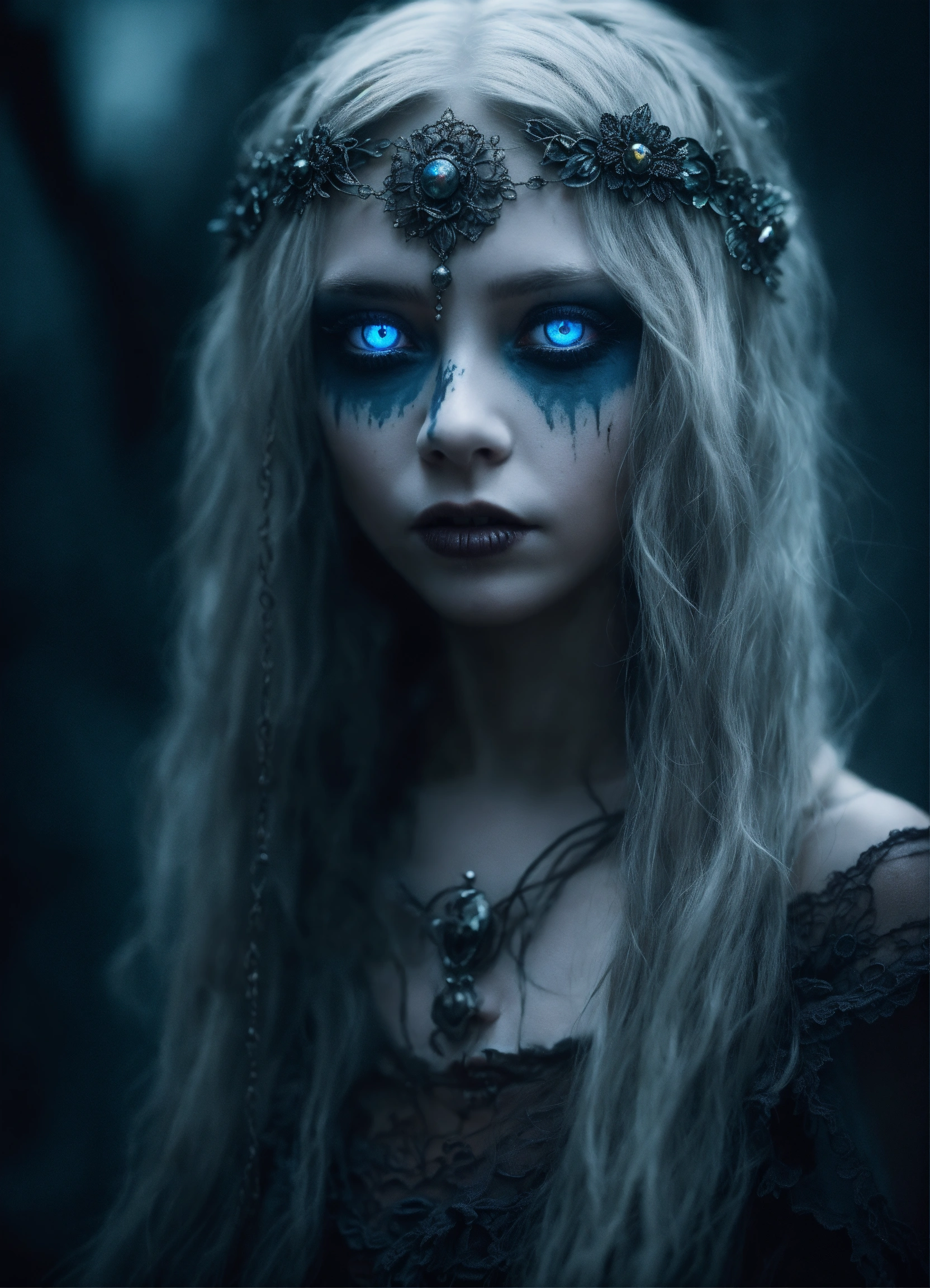 Lexica - Body portrait, ten year old childish female goth necromancer ...