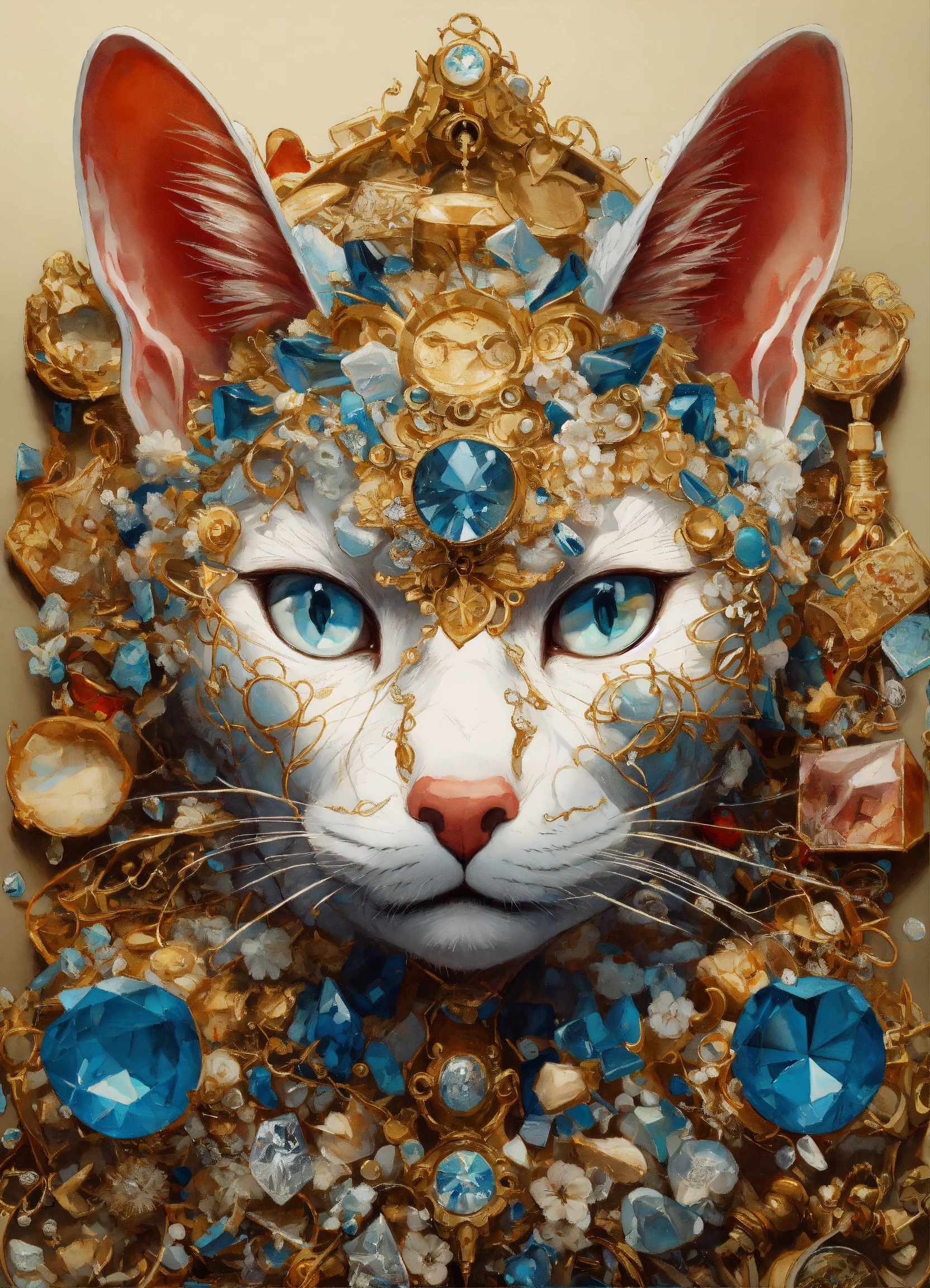 Lexica - The anatomy of a cat head made of diamond,jewelry, domino ...