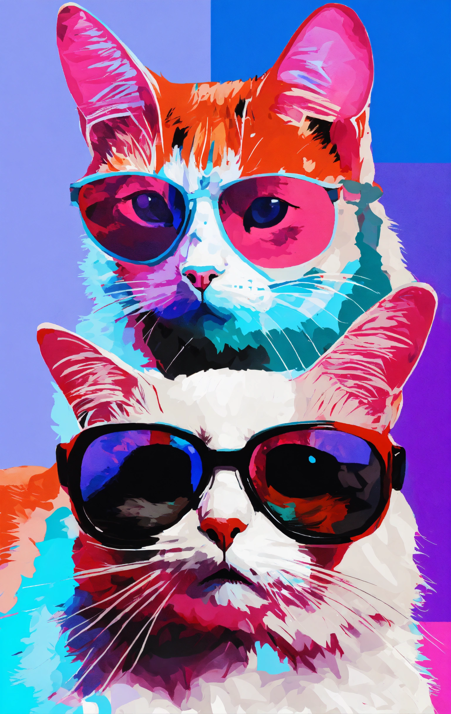 Lexica - A red blue cat-lifeguard in pop art style