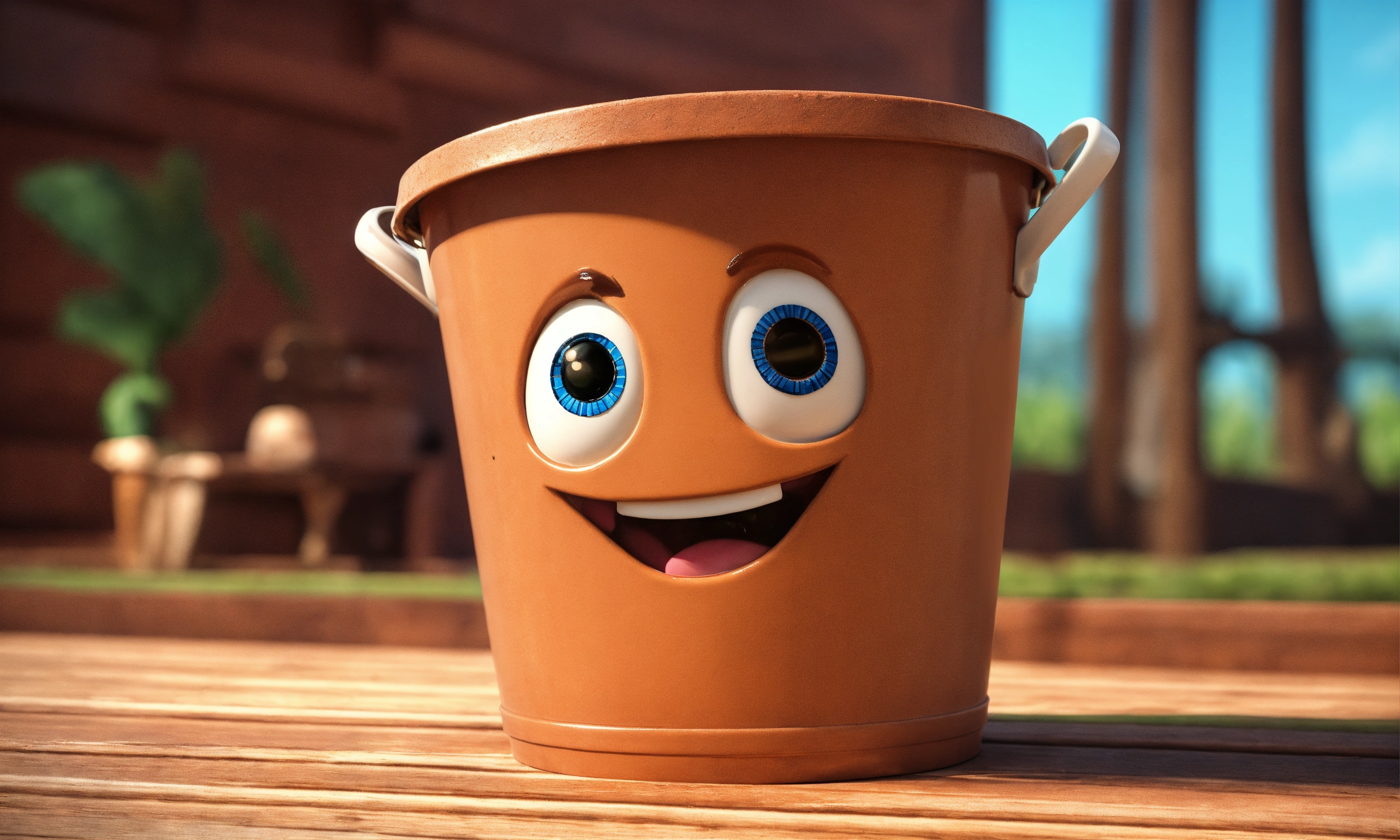 Lexica - Bucket character is a portrait with arms and legs and a ...