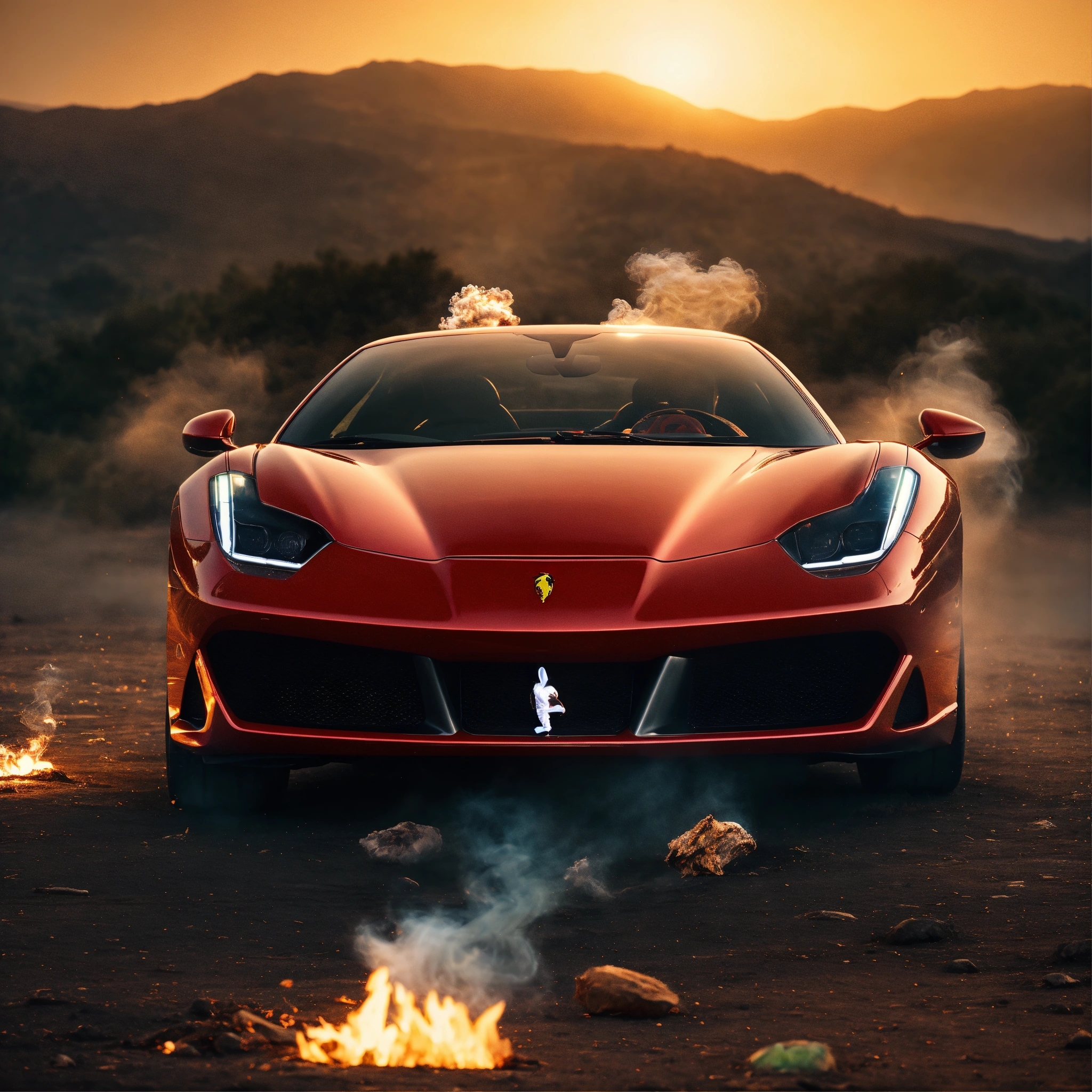 Lexica - Alien smokin blunt inside ferarri 4k