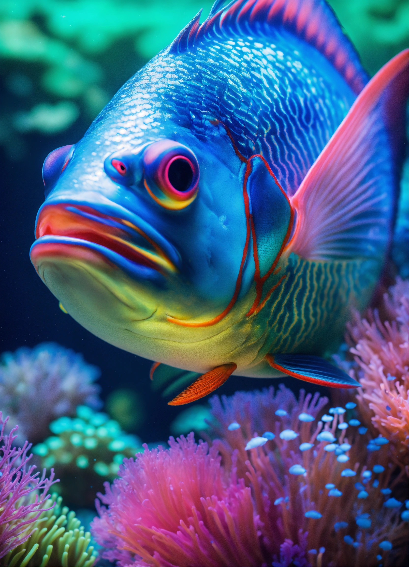 Lexica - Fantasy Portrait of an anthropomorphic fish, shimmery skin ...