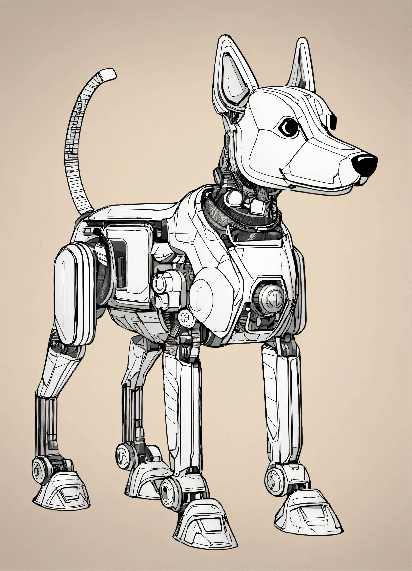 Lexica - Robotic dog, thik lines, black and white vector drawing ...