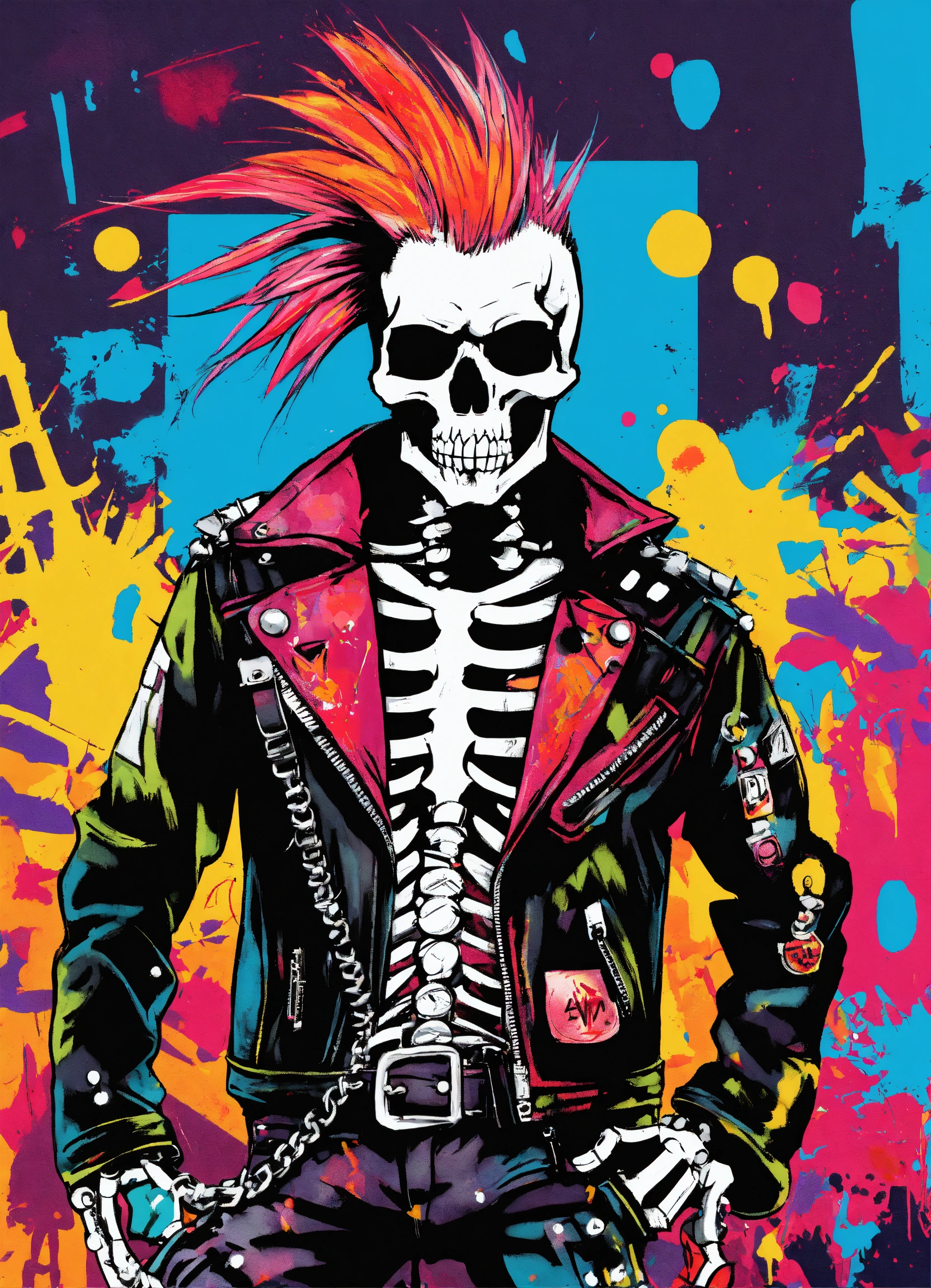 Lexica - A snarling, anarchic punk rock cartoon skeleton with a mohawk ...