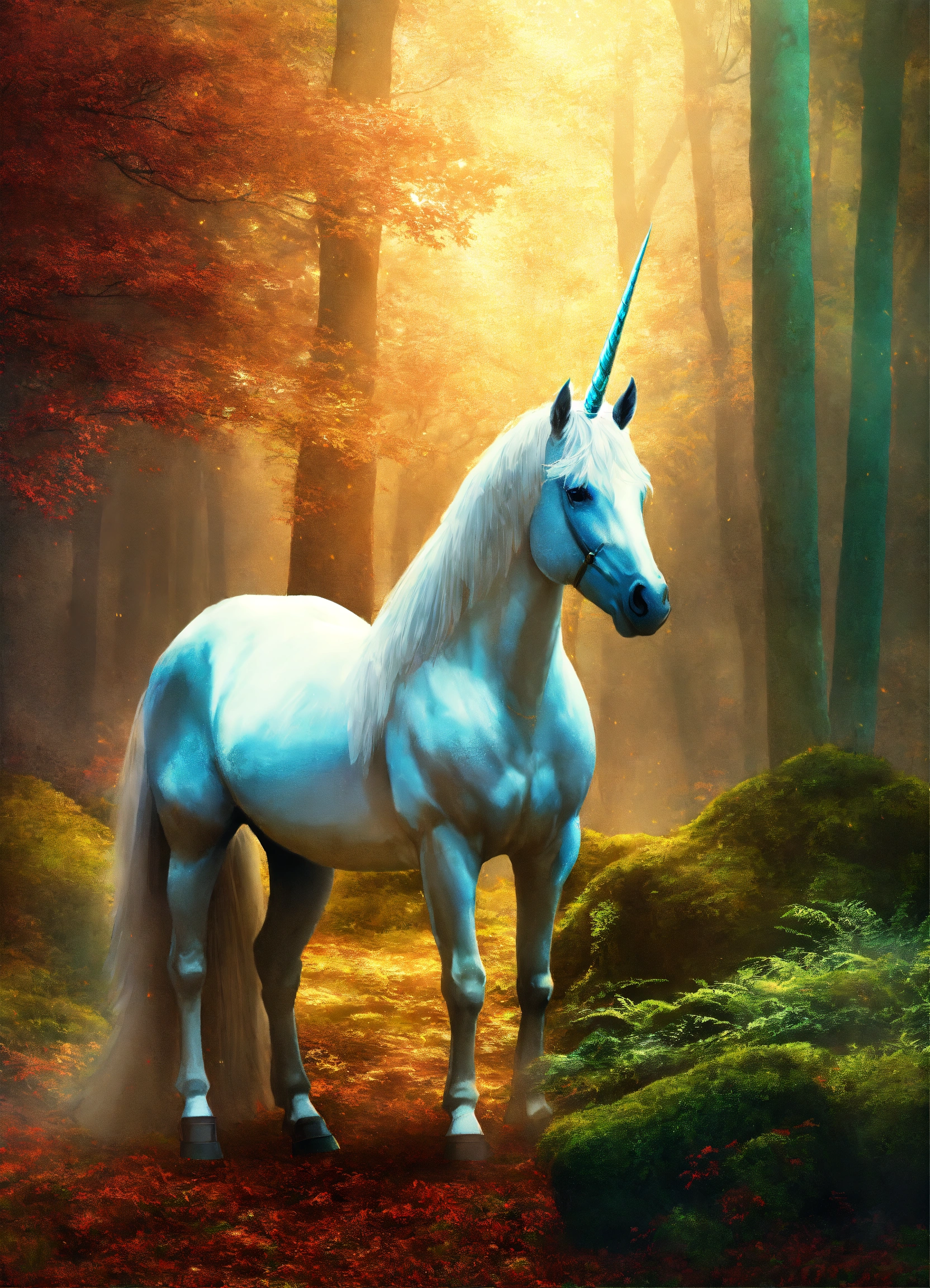 Lexica - Winged unicorn, misty fantastic forest, fantasy, elegant