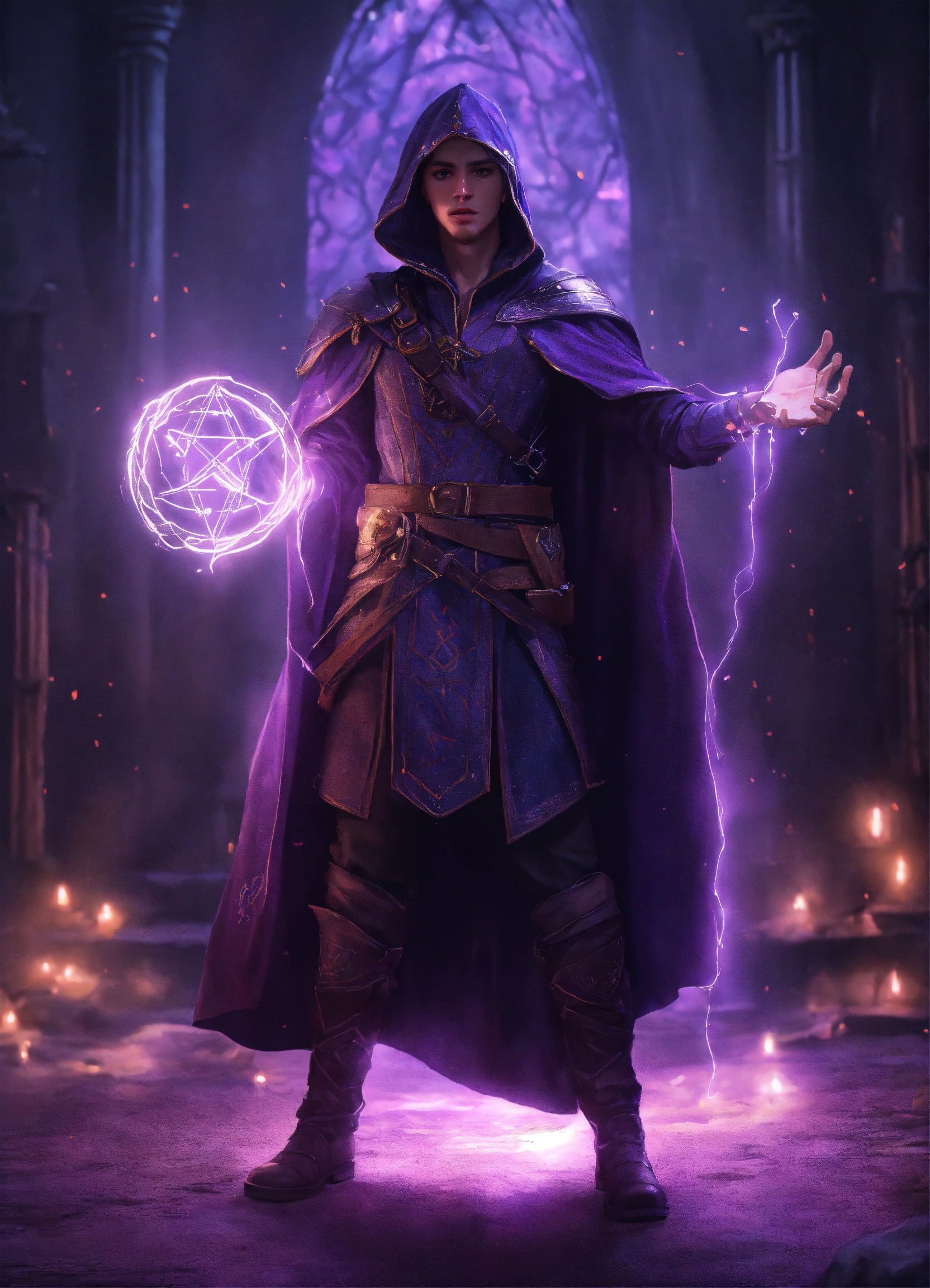 Lexica - A realistic full body portrait of a medival young rune mage ...