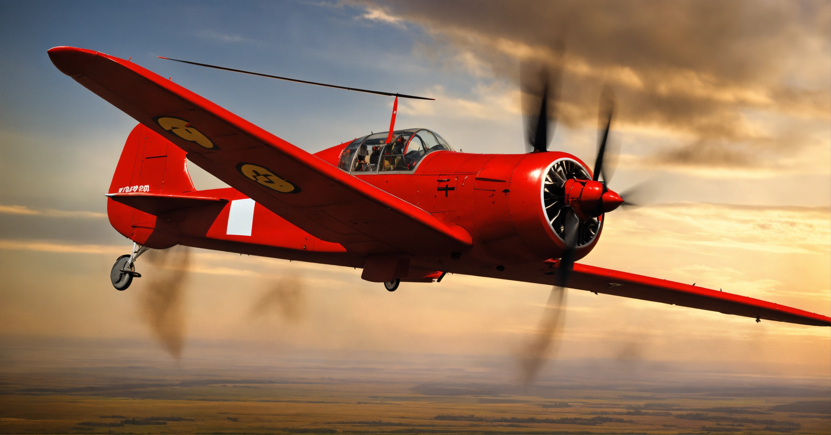 Lexica - Red propeller-driven war aircraft