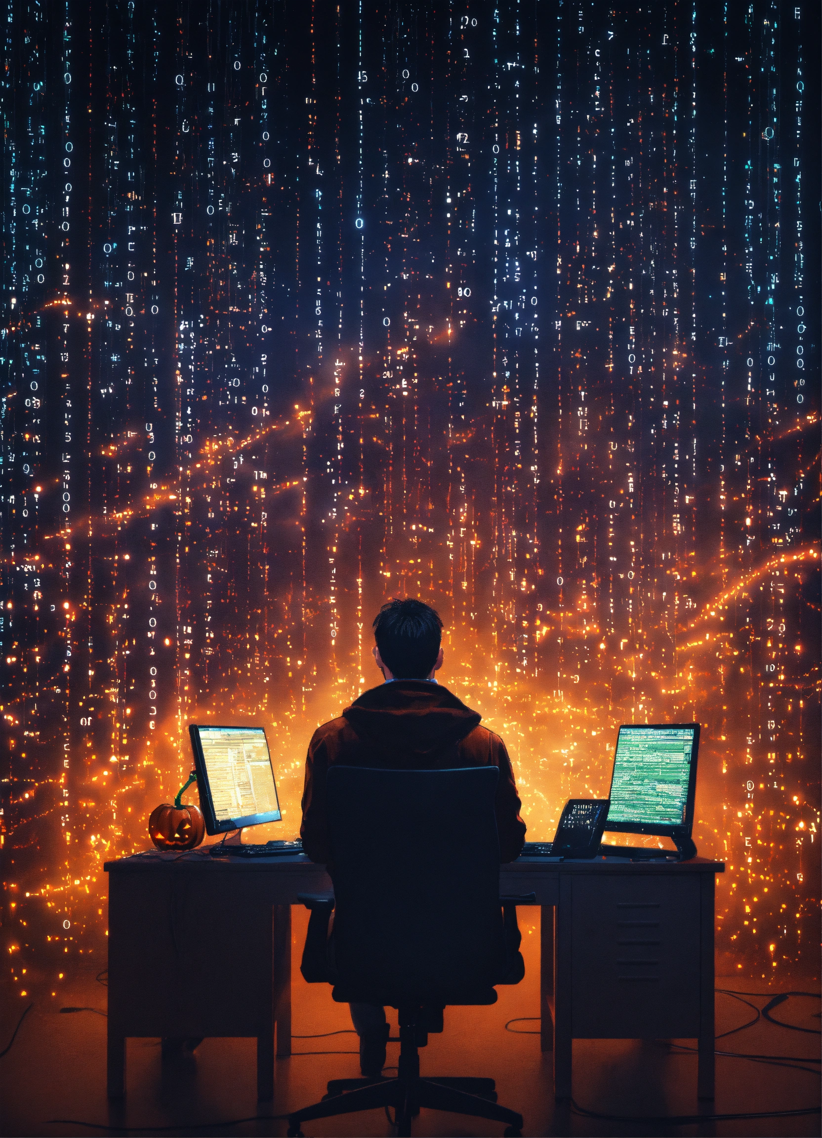 Lexica - A man training programmer on his computer, surrounded by ...