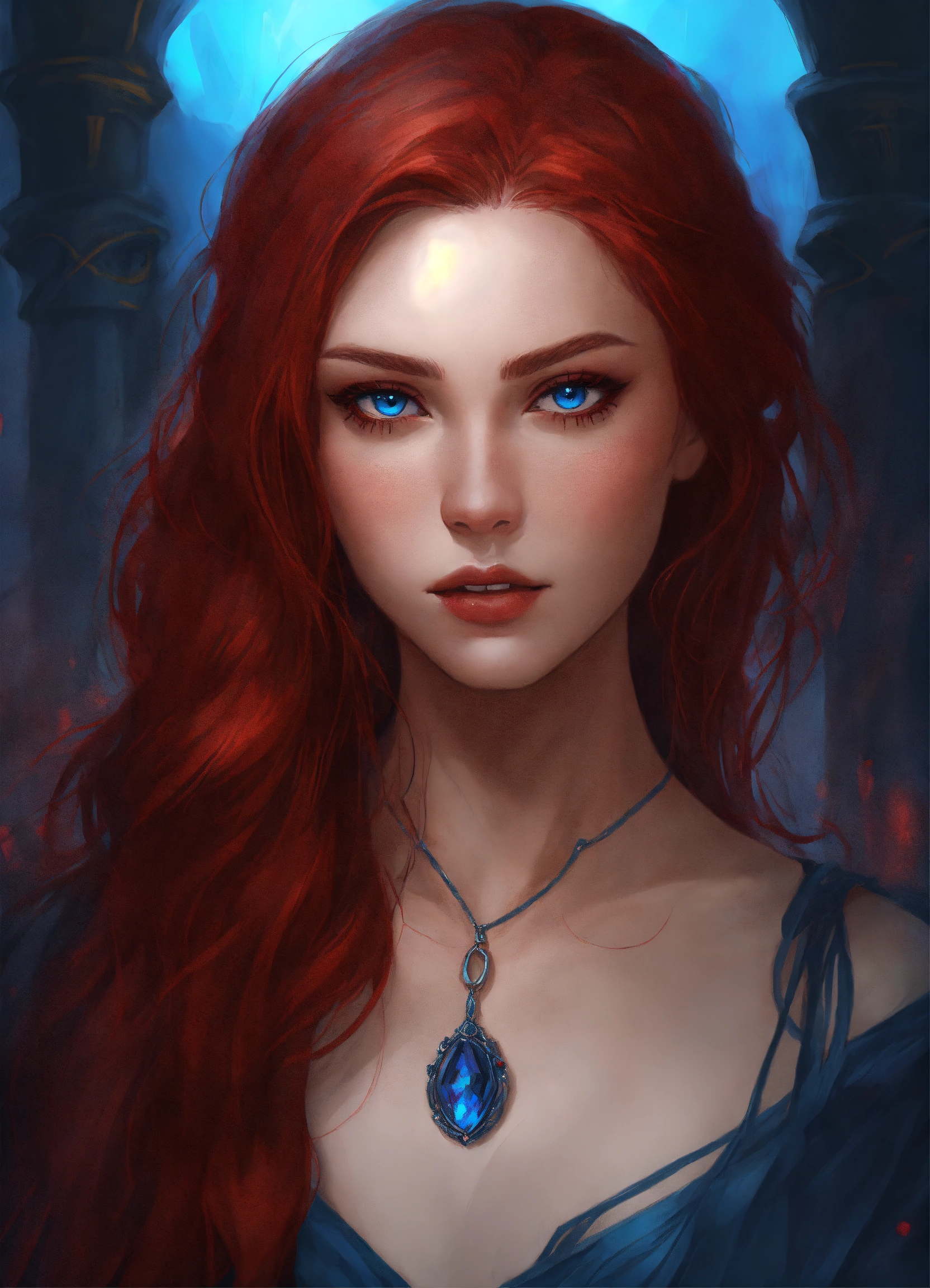 Lexica - Drawing of portrait of russian 20 year old woman dark evil red ...
