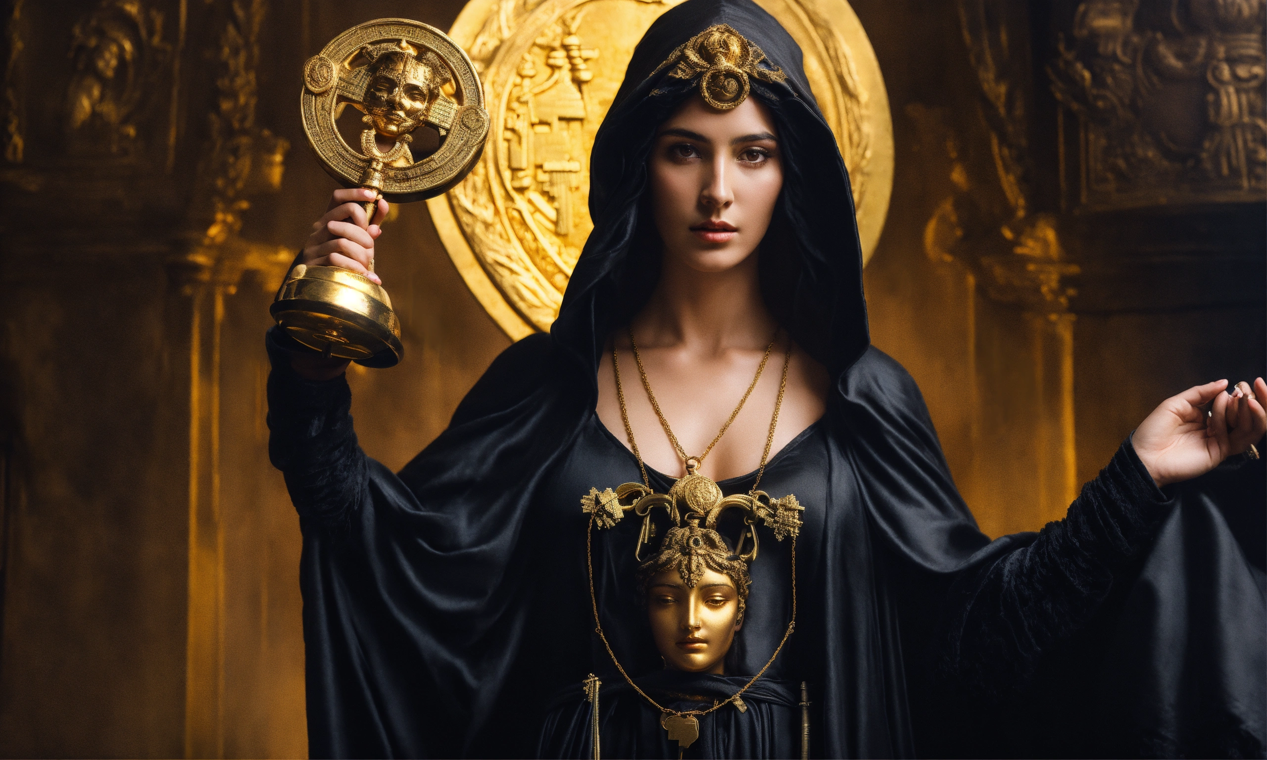 Lexica - Greek goddess Hecate, black hair, cloaked in a flowing black ...