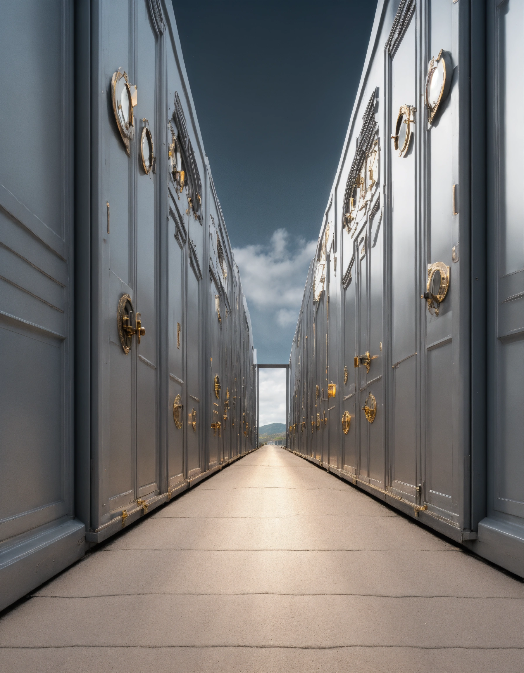 Lexica - A road stretching into the distance with many doors. each door ...