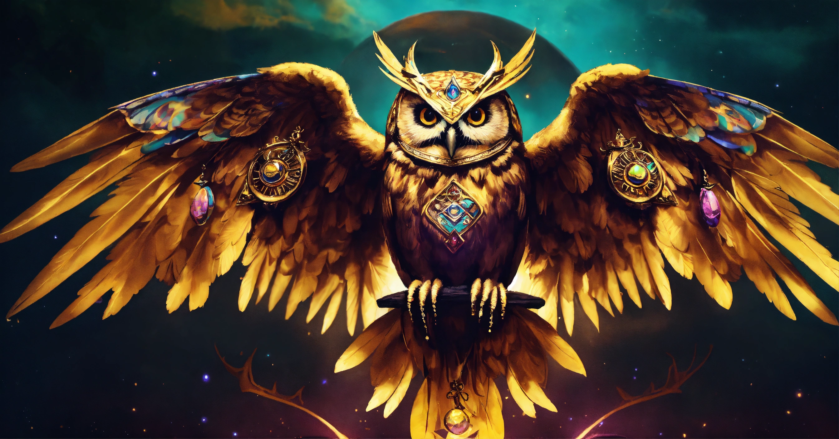 Lexica - Wise owl native american shaman, antropomorph, animal, golden ...