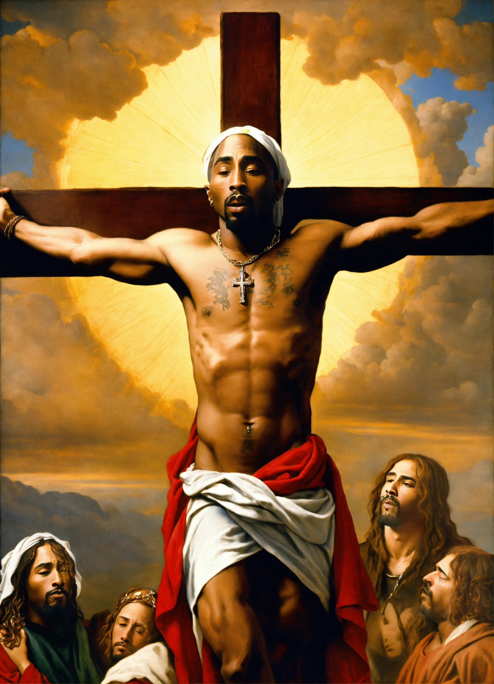 Lexica - Renaissance painting of Tupac Shakur As Jesus on the Cross